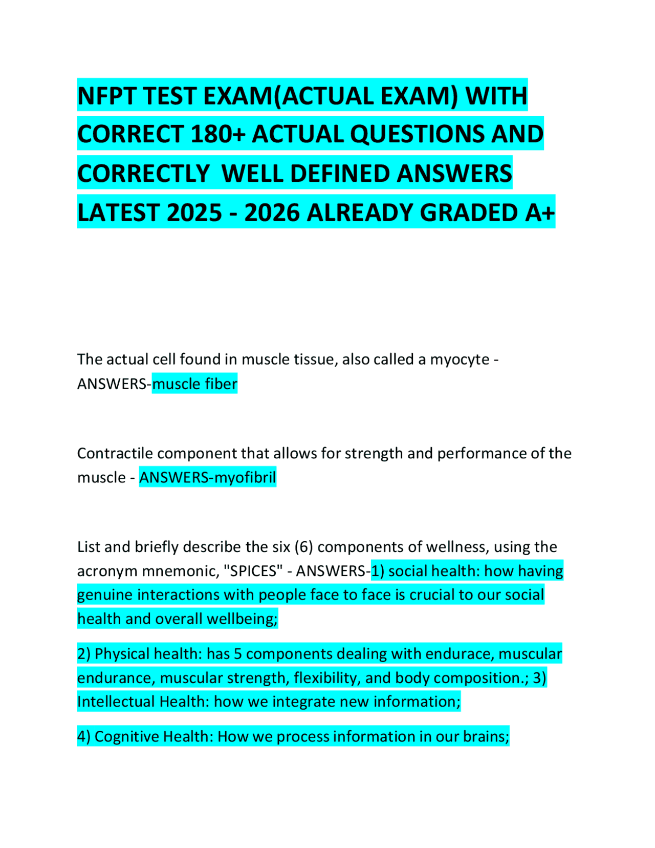 NFPT TEST EXAM(ACTUAL EXAM) WITH CORRECT 180+ ACTUAL QUESTIONS | Exams ...