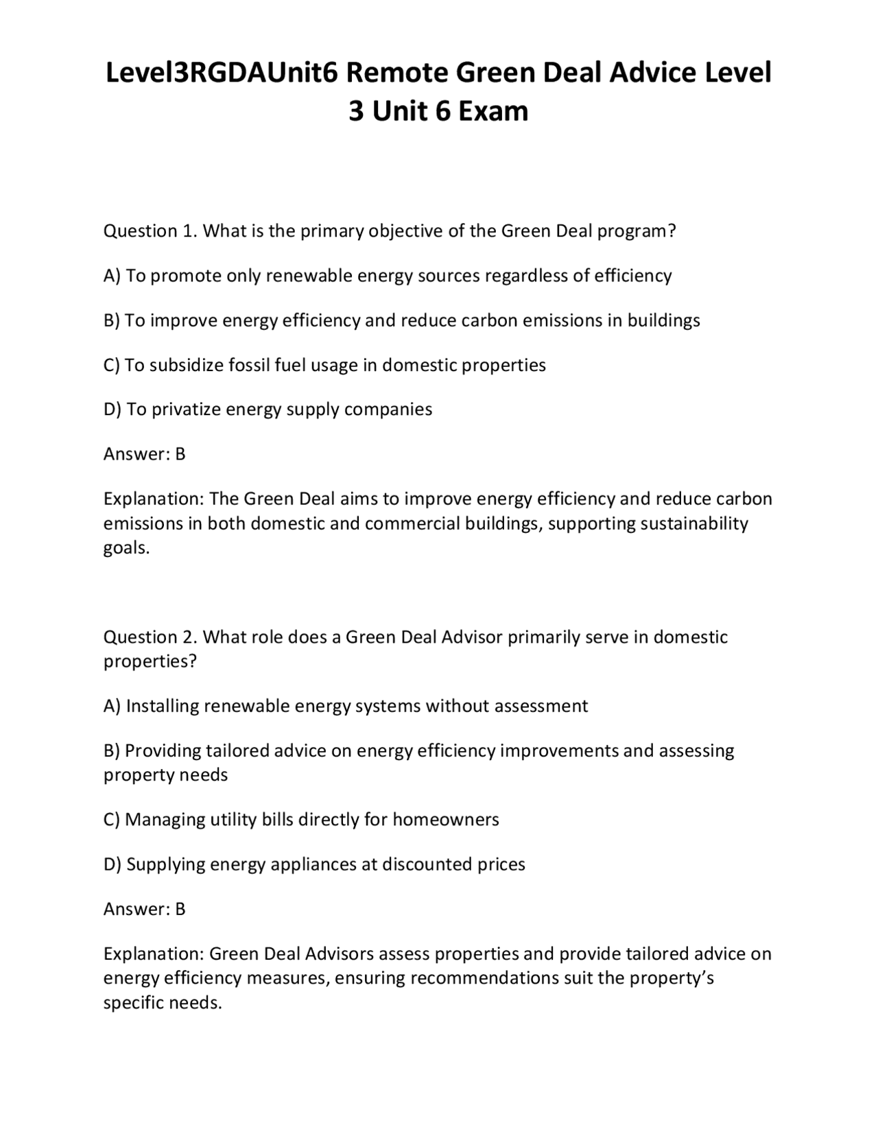 Level3RGDAUnit6 Remote Green Deal Advice Level 3 Unit 6 Exam | Exams ...
