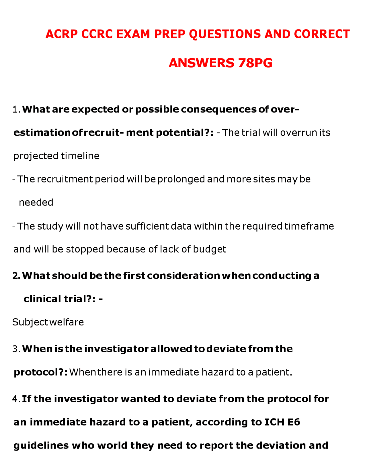 ACRP CCRC EXAM PREP QUESTIONS AND CORRECT ANSWERS | Exams Clinical ...