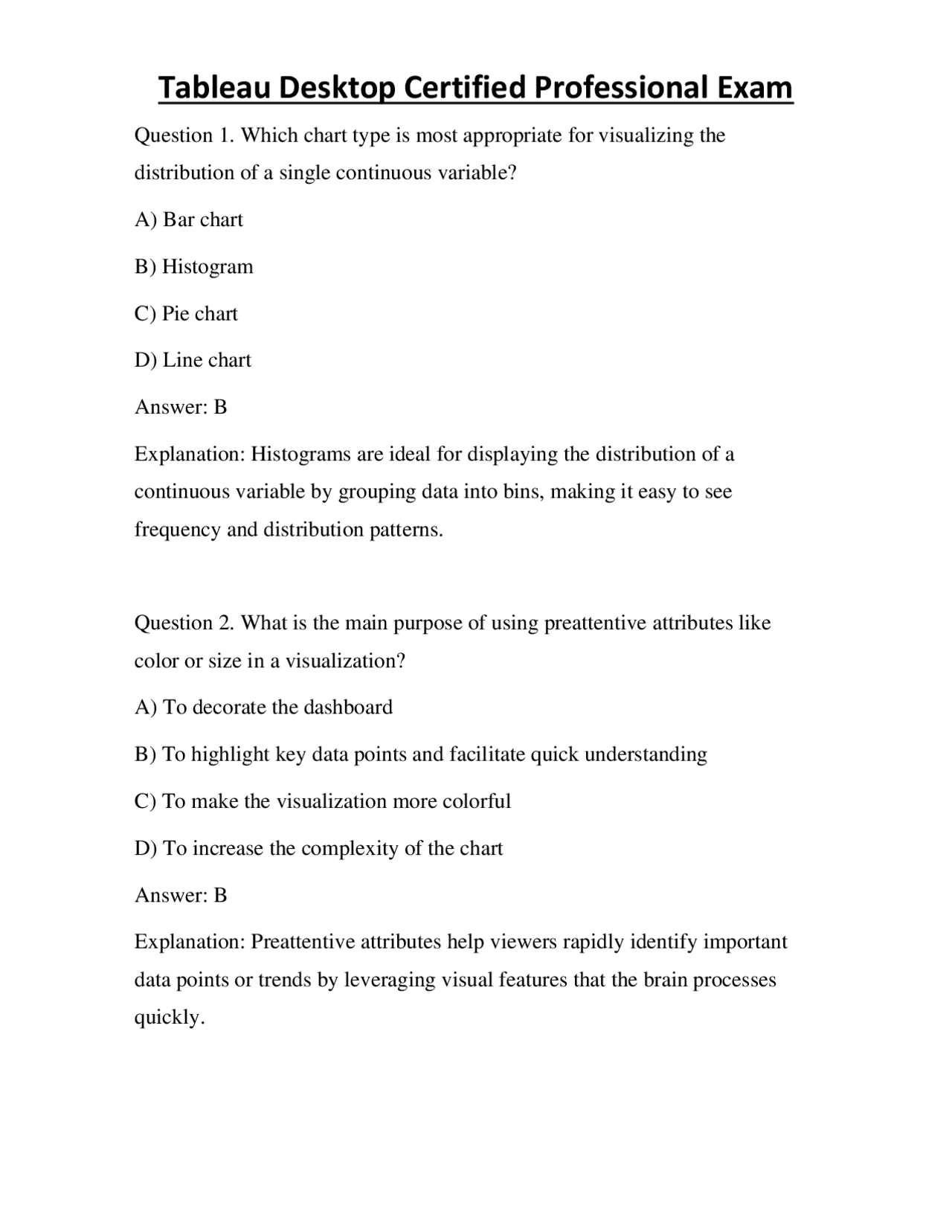 Tableau Desktop Certified Professional Exam | Exams Technology | Docsity