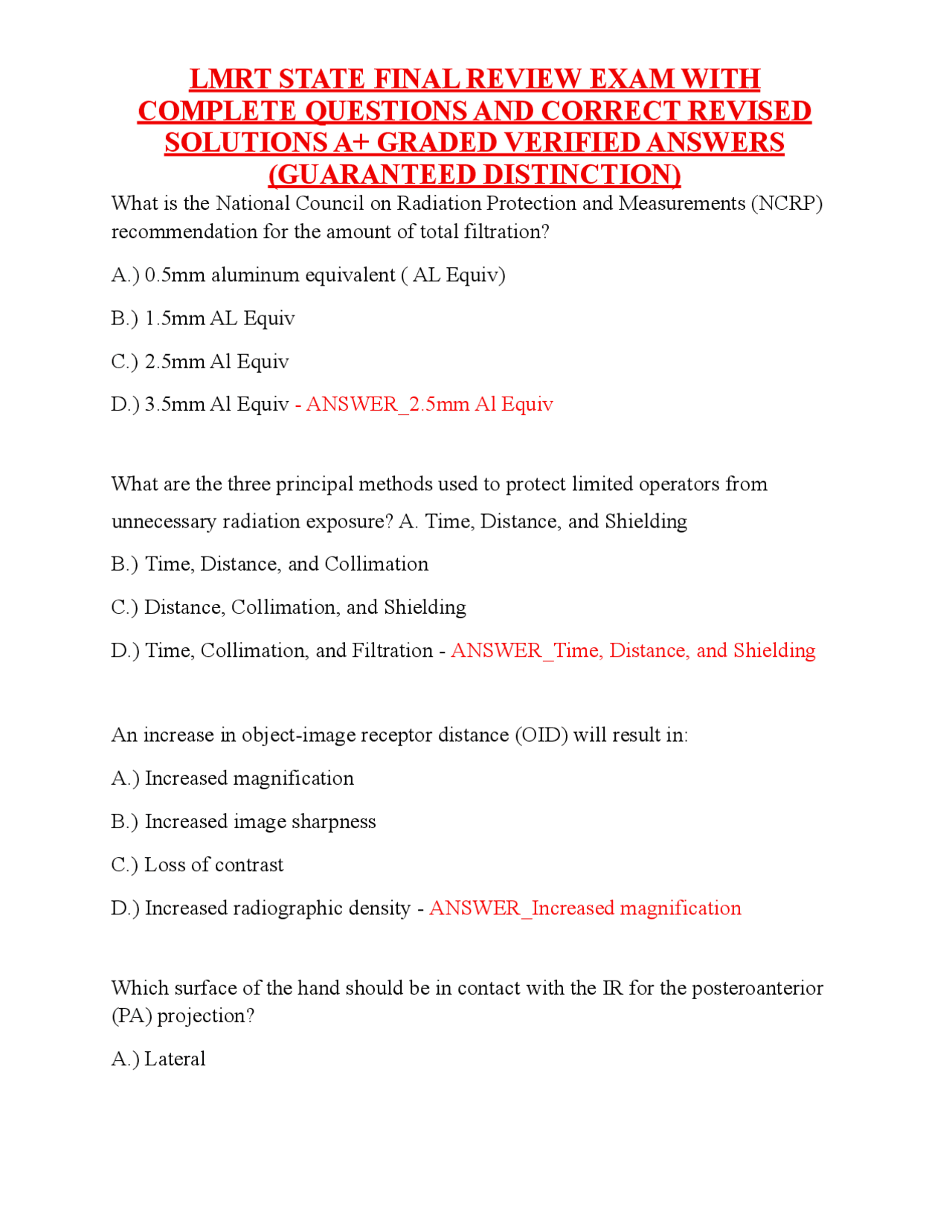 LMRT STATE FINAL REVIEW EXAM WITH COMPLETE QUESTIONS AND CORRECT ...