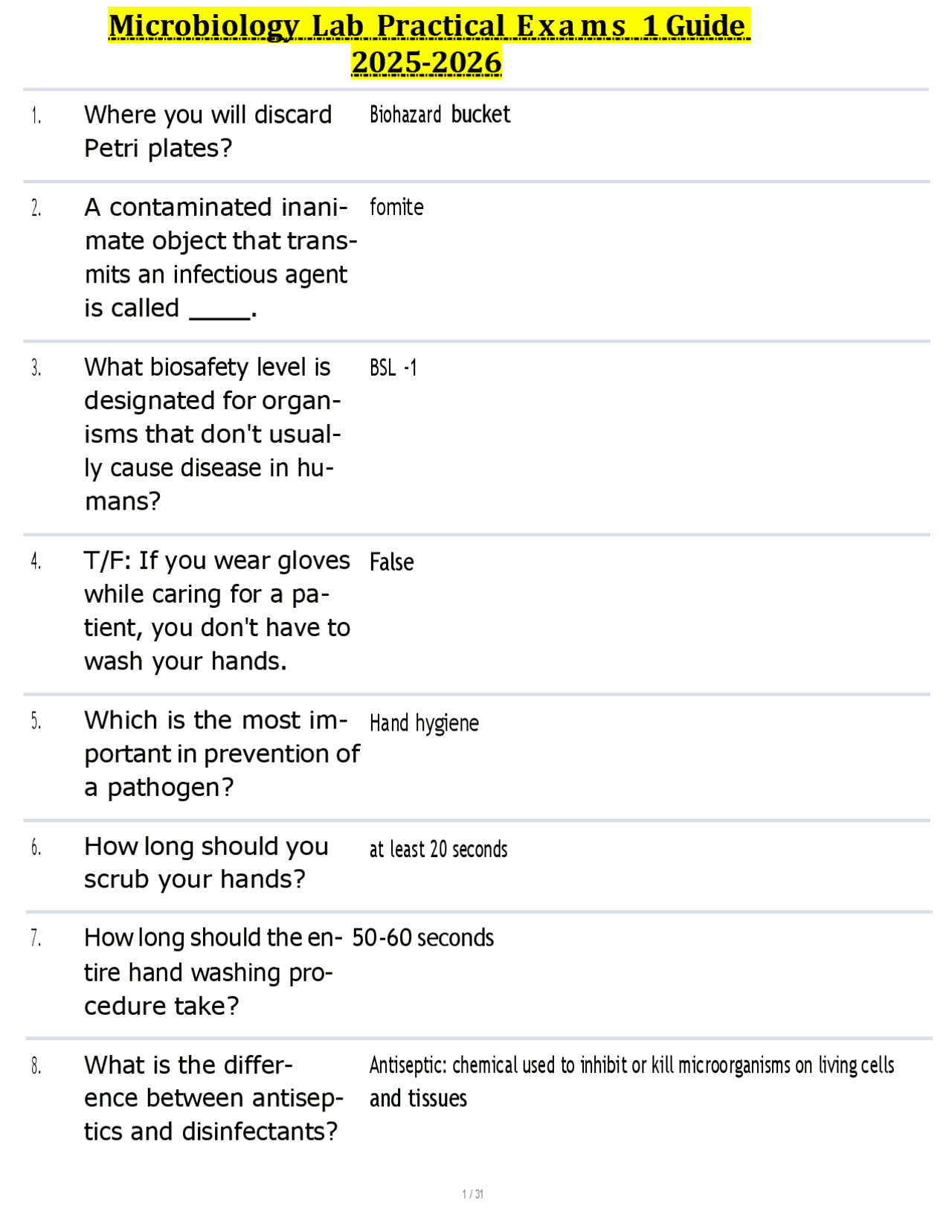 Microbiology Lab Practical Exam Guide: Aseptic Techniques and Staining Procedures | Exams ...
