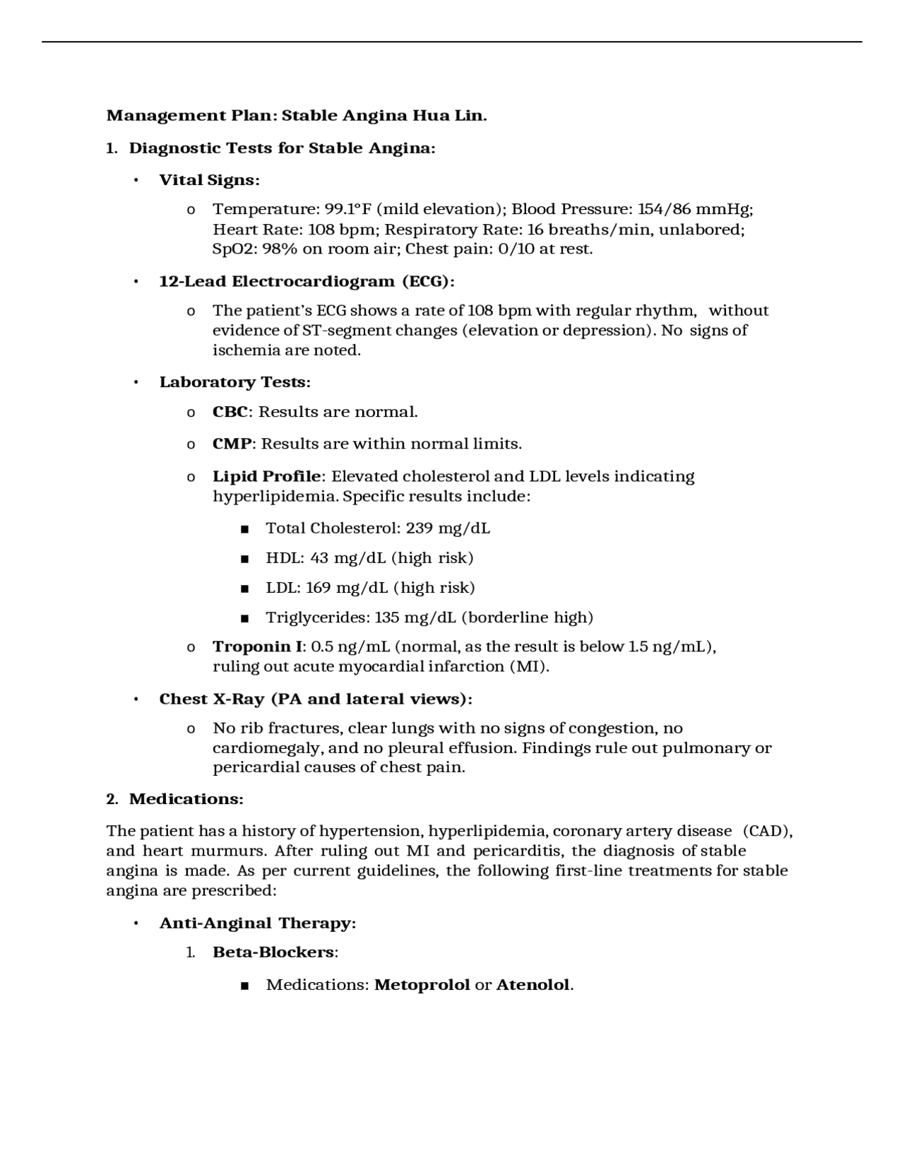 Stable Angina Management Plan: Diagnosis, Treatment & Prevention | Lab ...