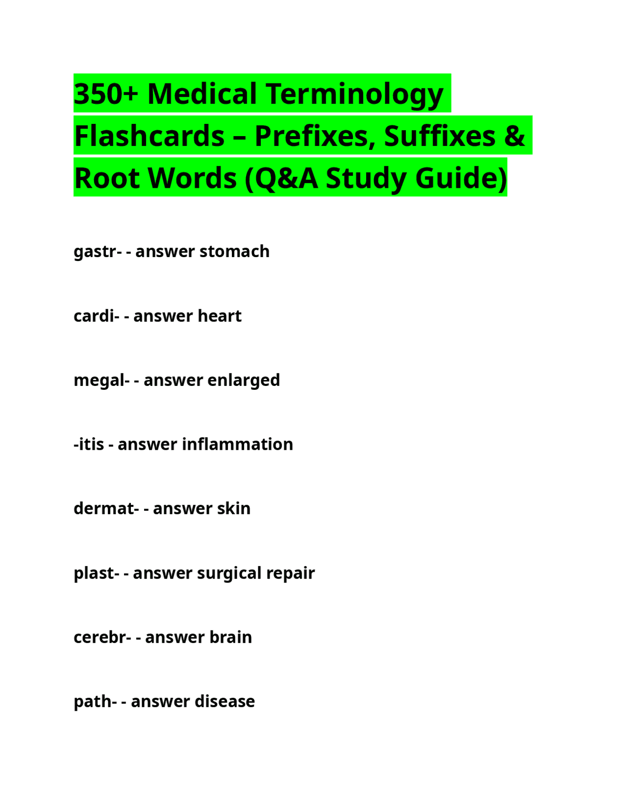 350+ Medical Terminology Flashcards – Prefixes, Suffixes & Root Words ...