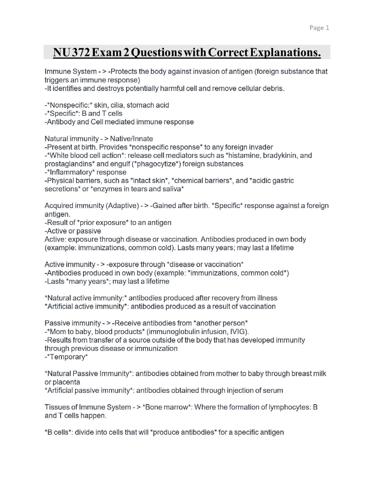 NU 372 Exam 2 Questions with Correct Explanations. | Exams Nursing ...