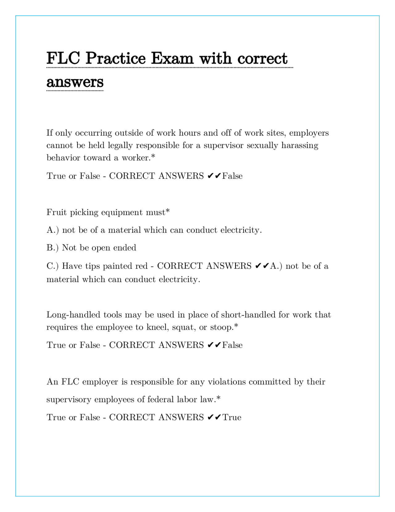 FLC Compliance Practice Exam: Labor Laws and Safety Regulations | Exams ...