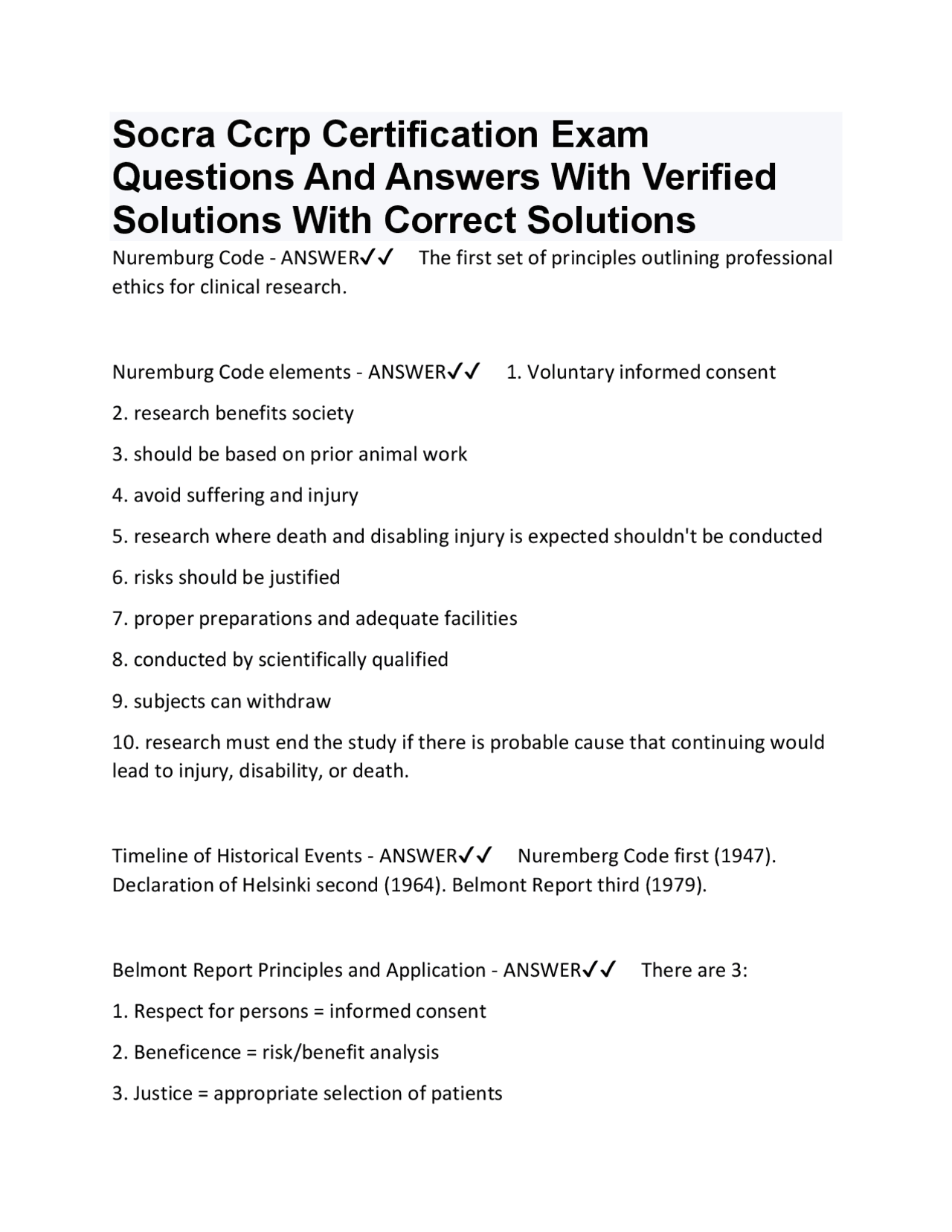 Socra Ccrp Certification Exam Questions And Answers With Verified ...