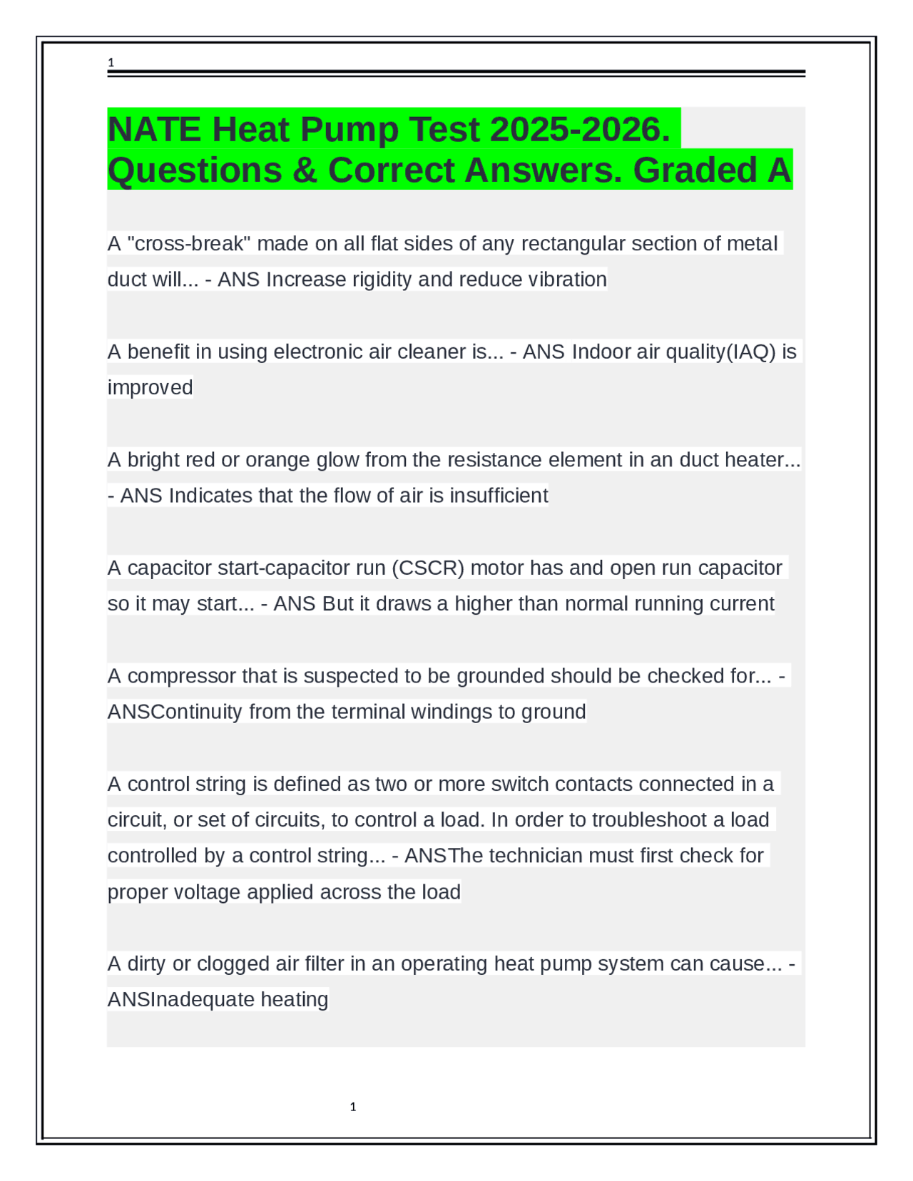 Heat Pump System Questions and Answers: NATE Test Prep | Exams ...