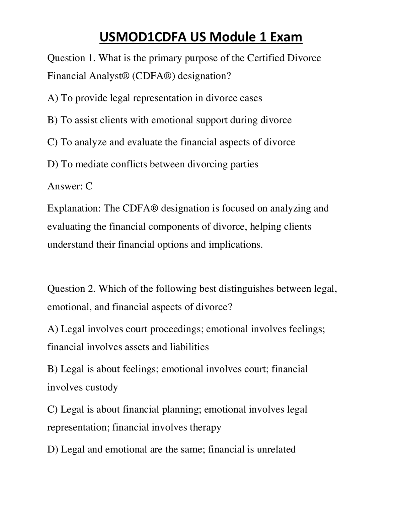 USMOD1CDFA US Module 1 Exam | Exams Technology | Docsity