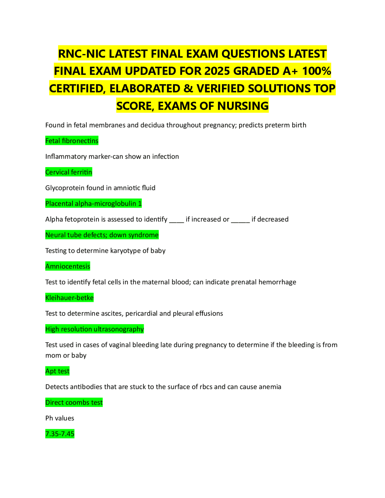 RNC-MNN TEST PREP LATEST FINAL EXAM UPDATED FOR 2025 GRADED A+ 100% ...