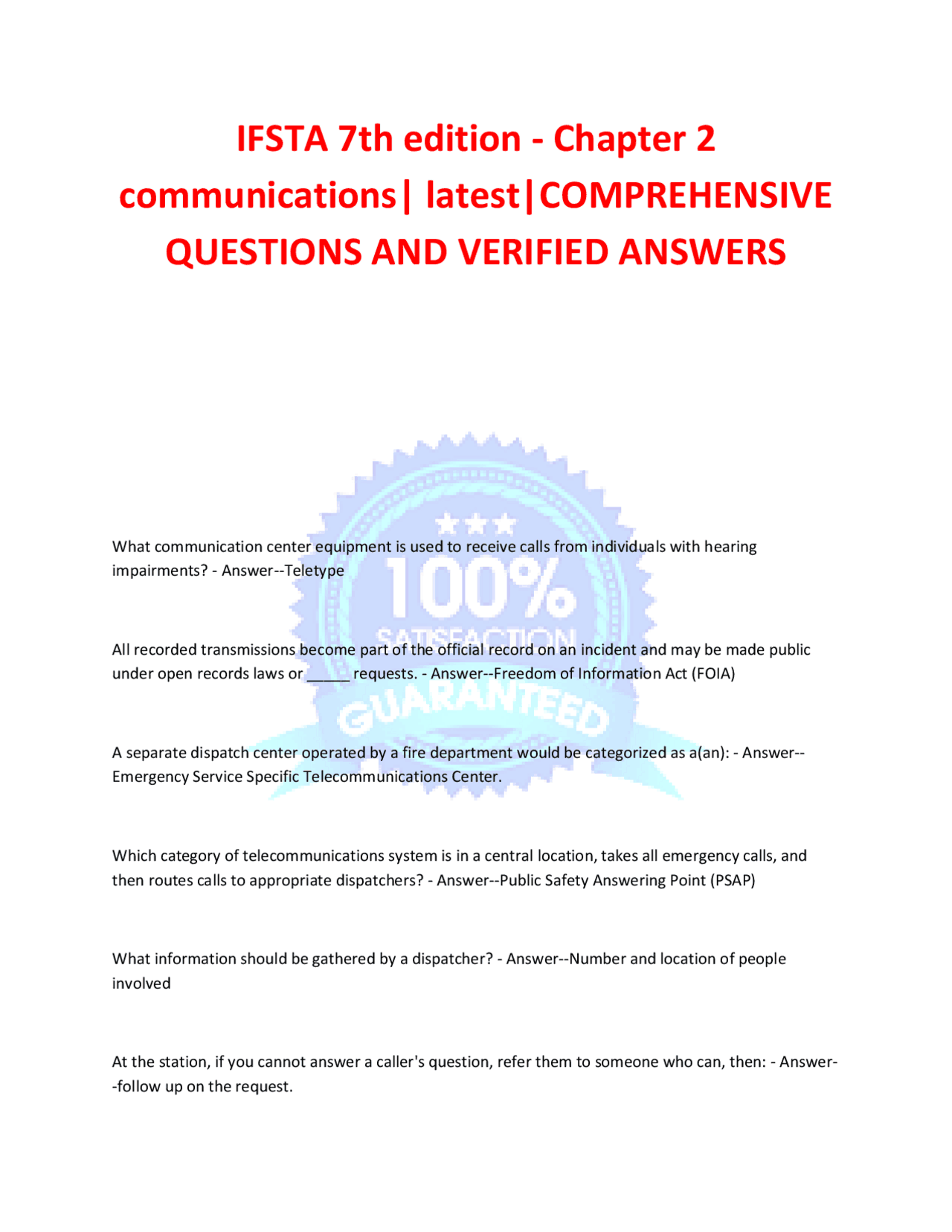 IFSTA 7th edition - Chapter 2 communications| latest|COMPREHENSIVE ...