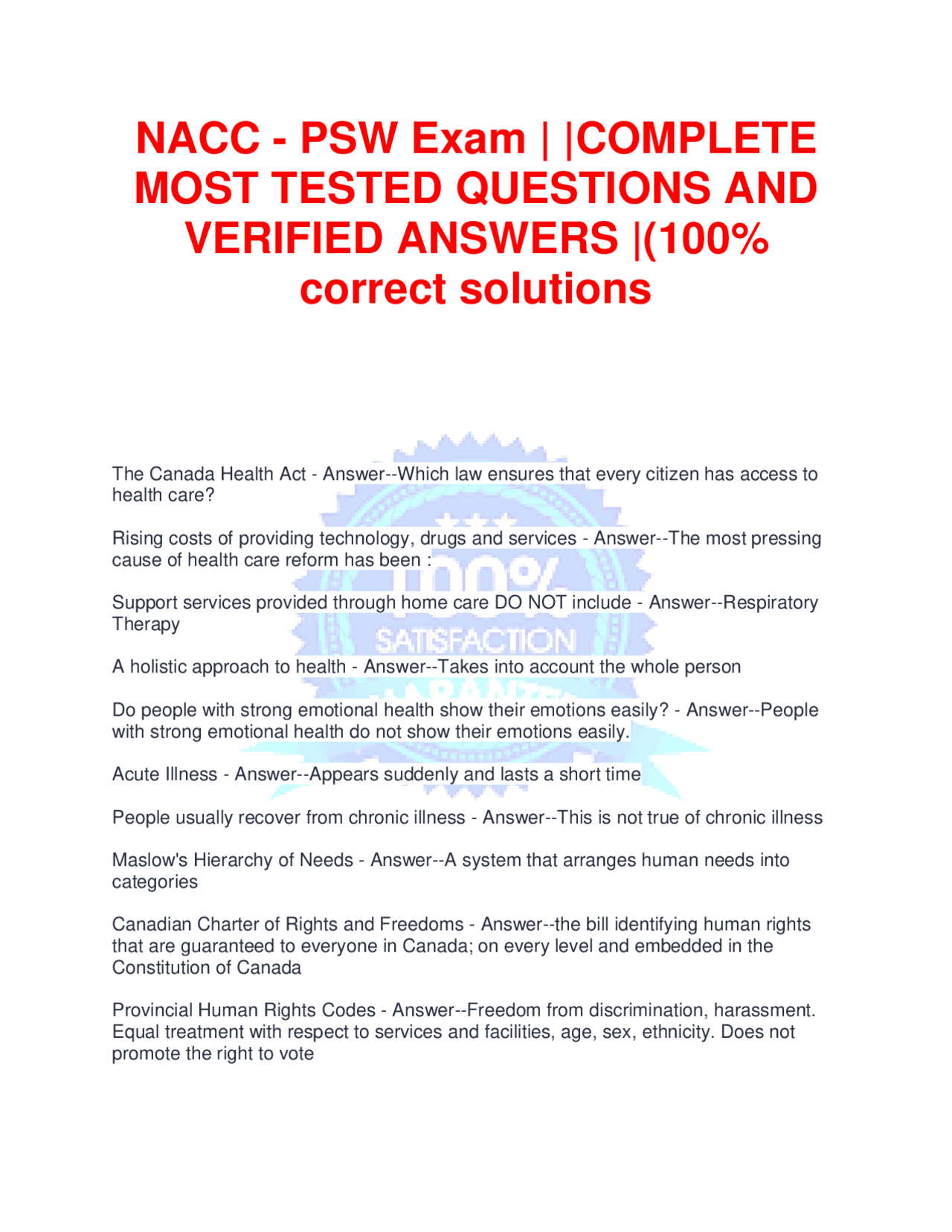 NACC - PSW Exam | |COMPLETE MOST TESTED QUESTIONS AND VERIFIED ANSWERS ...