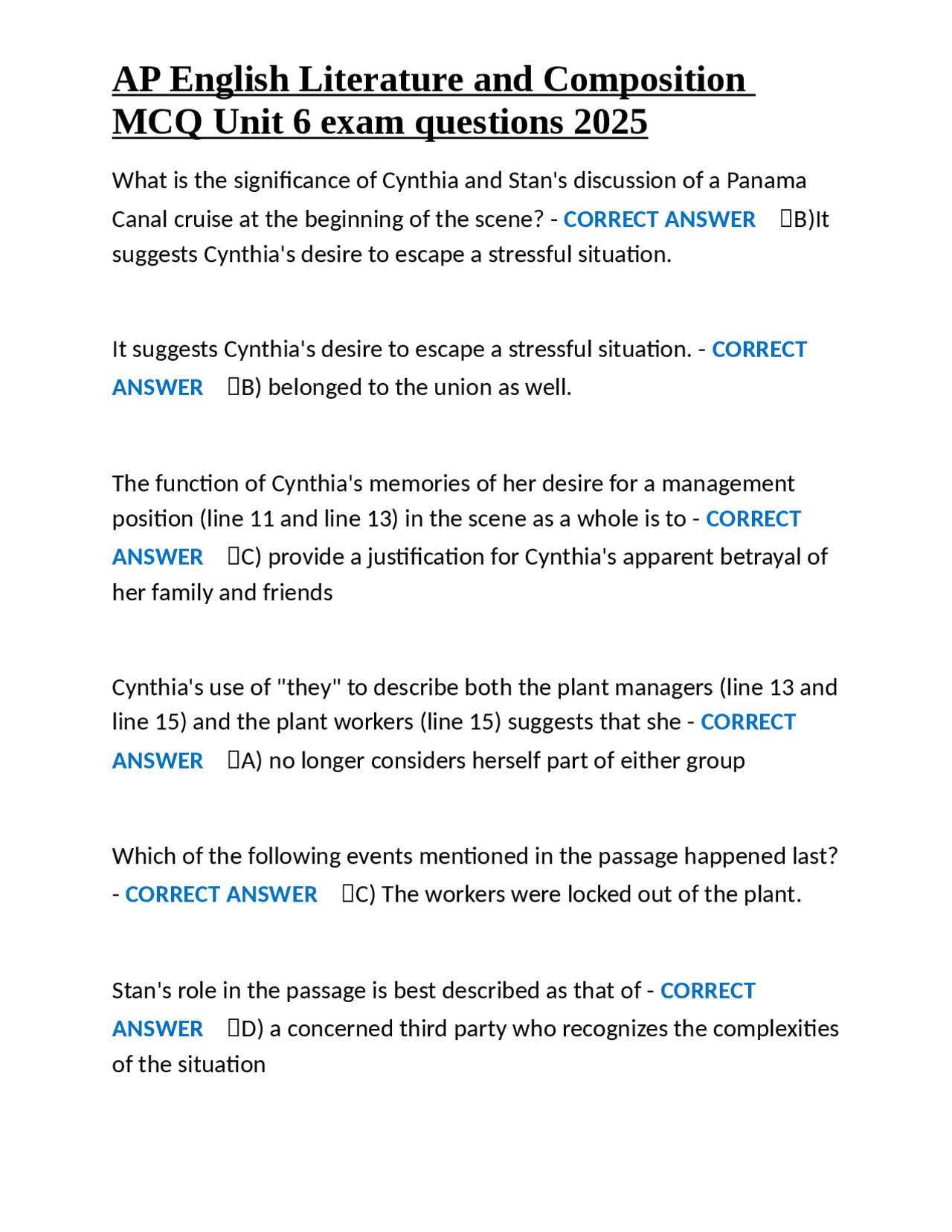 AP English Literature Exam: MCQ Practice Questions | Exams Nursing ...