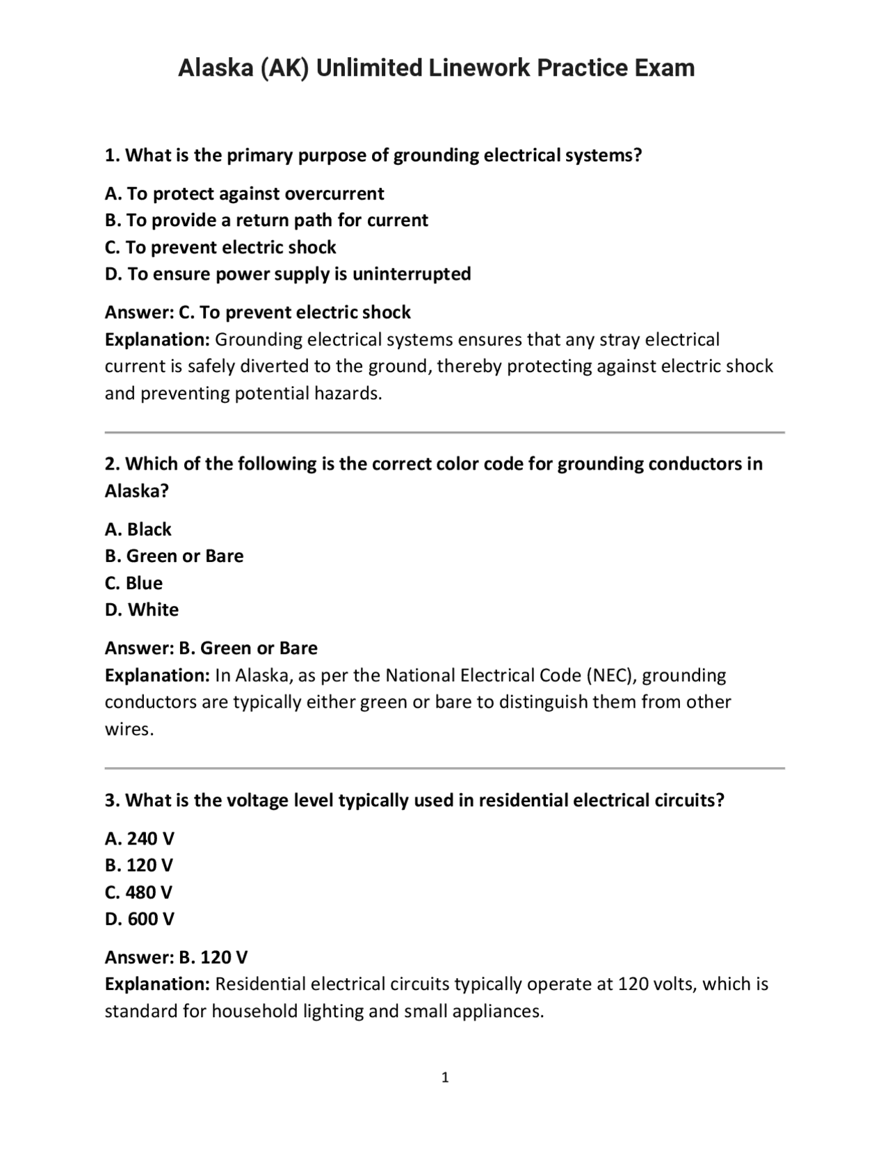 Alaska (AK) Unlimited Linework Practice Exam (Questions & Answers ...