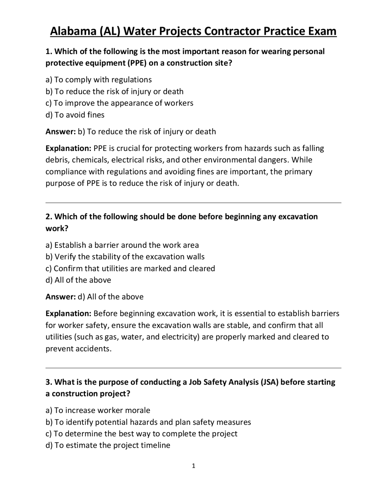 Alabama (AL) Water Projects Contractor Practice Exam (Question & Answer ...