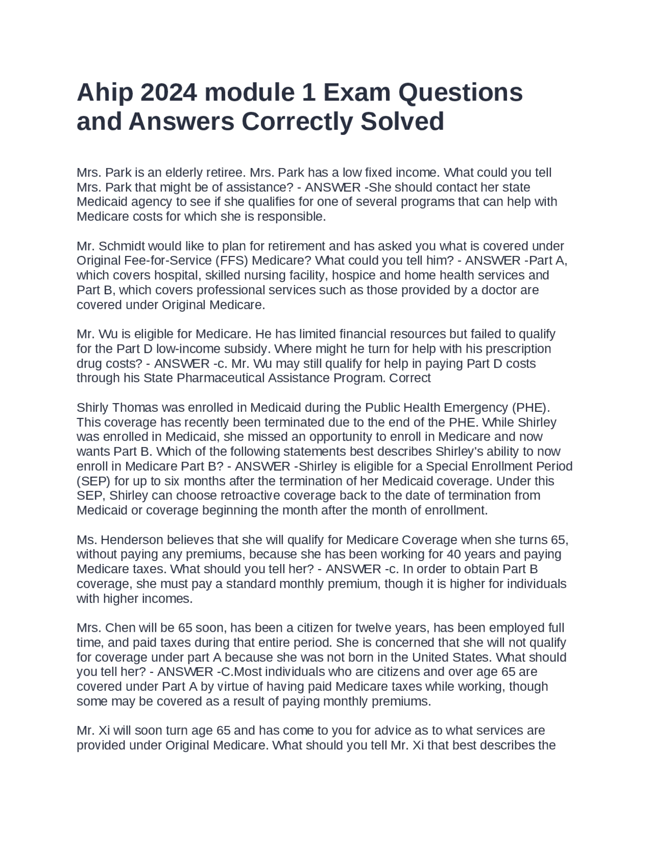 Medicare Exam Q&A: Coverage, Eligibility, and Enrollment Guide | Exams ...