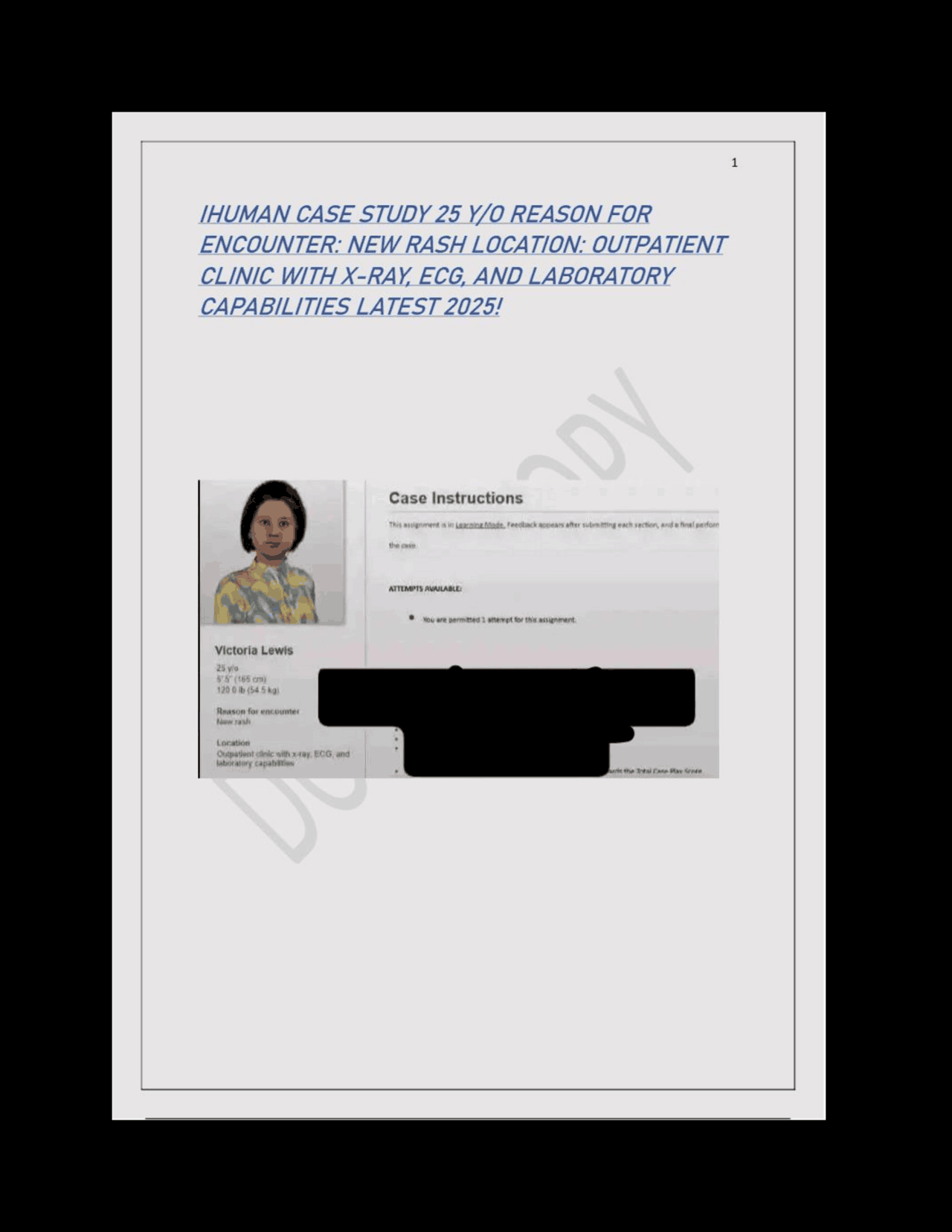 IHUMAN CASE STUDY 25 Y/O REASON FOR ENCOUNTER: NEW RASH LOCATION ...