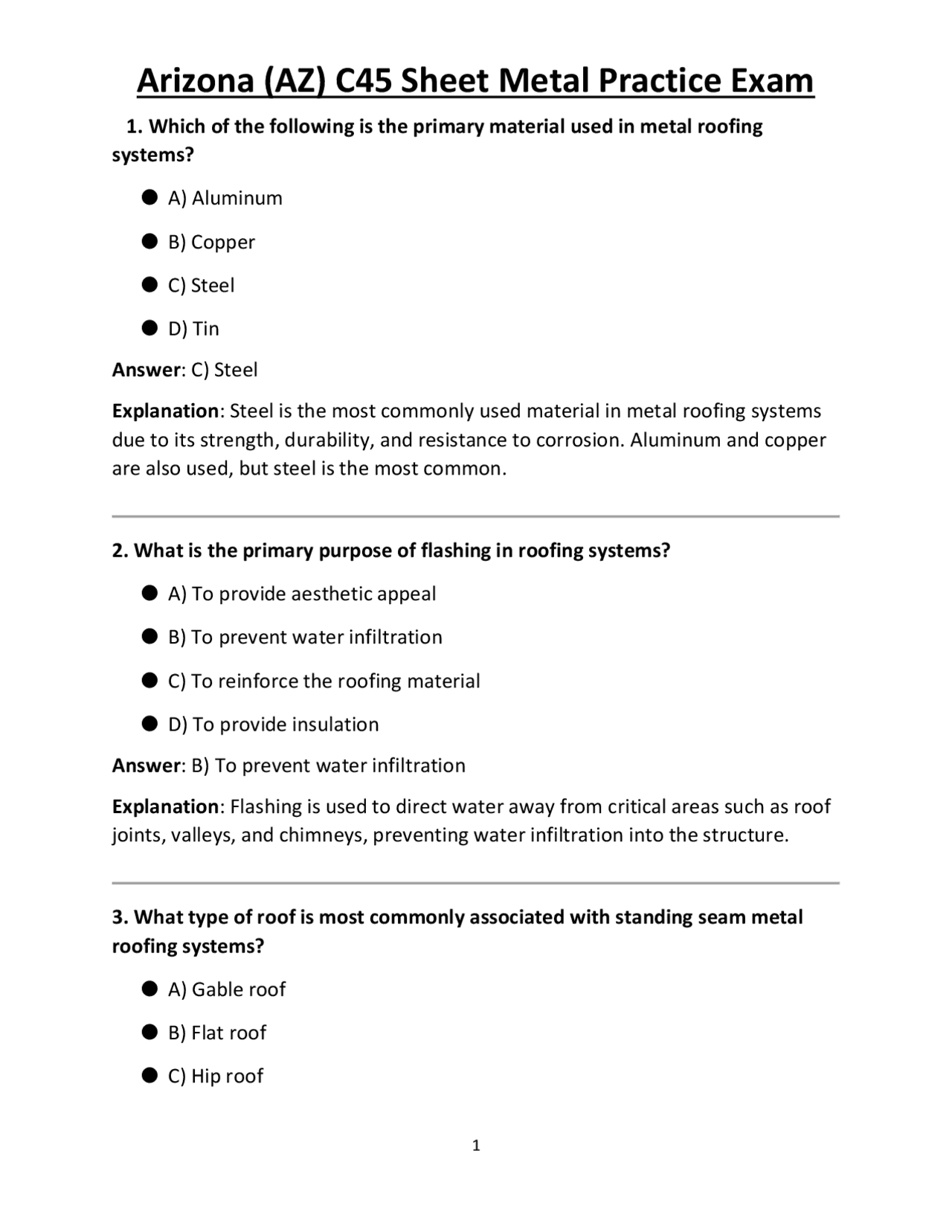 Arizona (AZ) C45 Sheet Metal Practice Exam (Question & Answer) | Exams ...