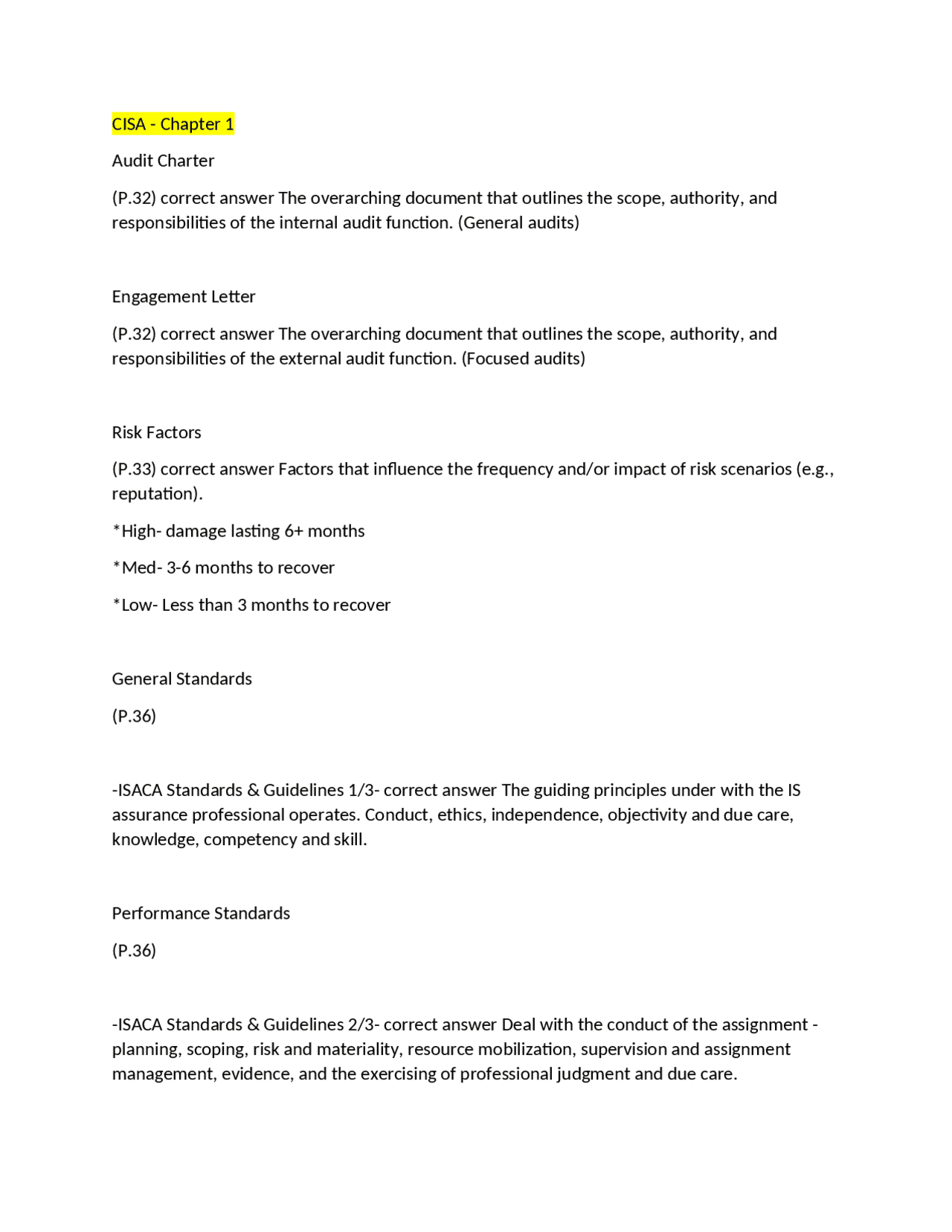 Cisa Chapter 1 Examination Question Exams Business Informatics