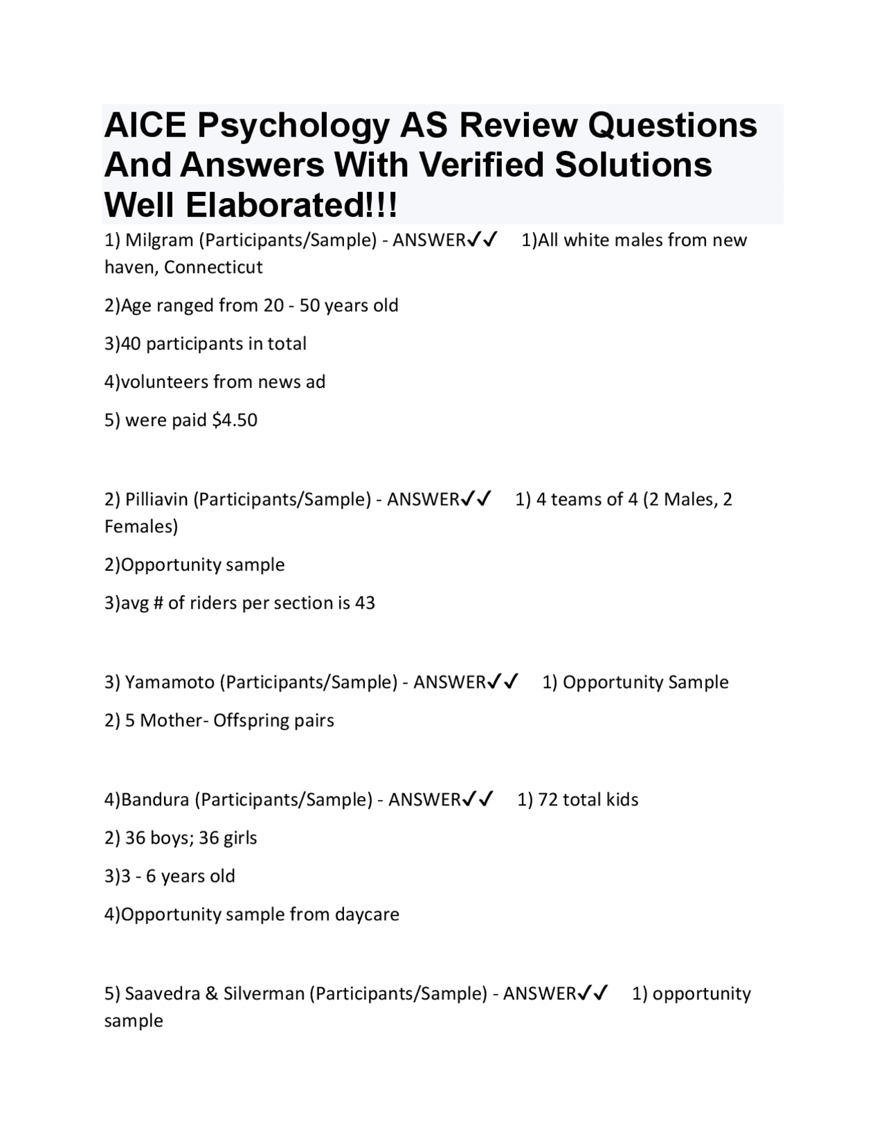 AICE Psychology AS Exam Prep: Key Studies and Research Methods | Exams ...