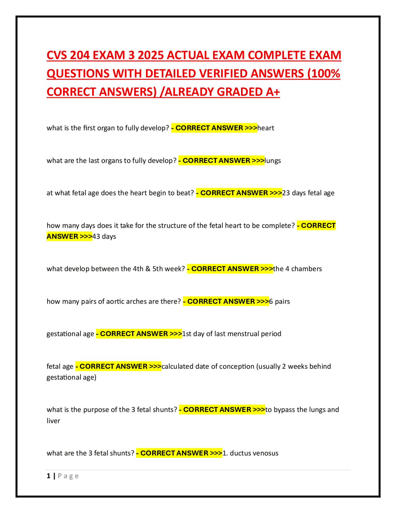 CVS 204 EXAM 3 2025 ACTUAL EXAM COMPLETE EXAM QUESTIONS WITH DETAILED ...