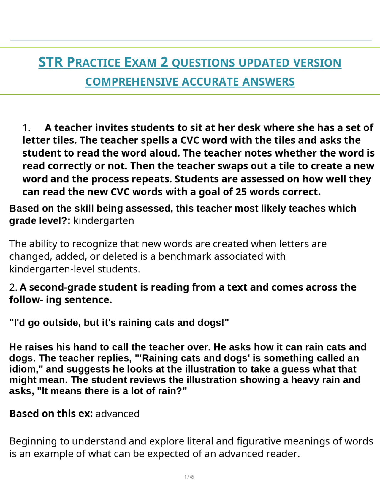 STR PRACTICE EXAM 2 QUESTIONS UPDATED VERSION COMPREHENSIVE ACCURATE ...