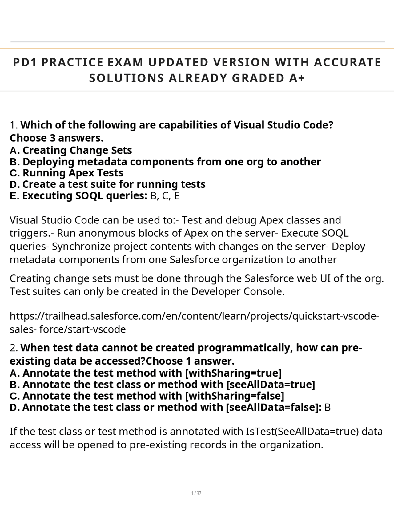 Pd1 Practice Exam Updated Version With Accurate Solutions Already