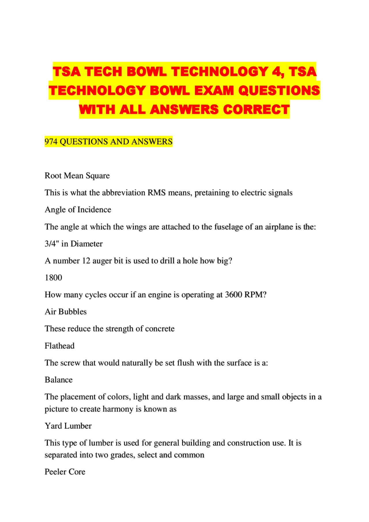 TSA Tech Bowl: 974 Technology Exam Questions and Answers | Exams ...
