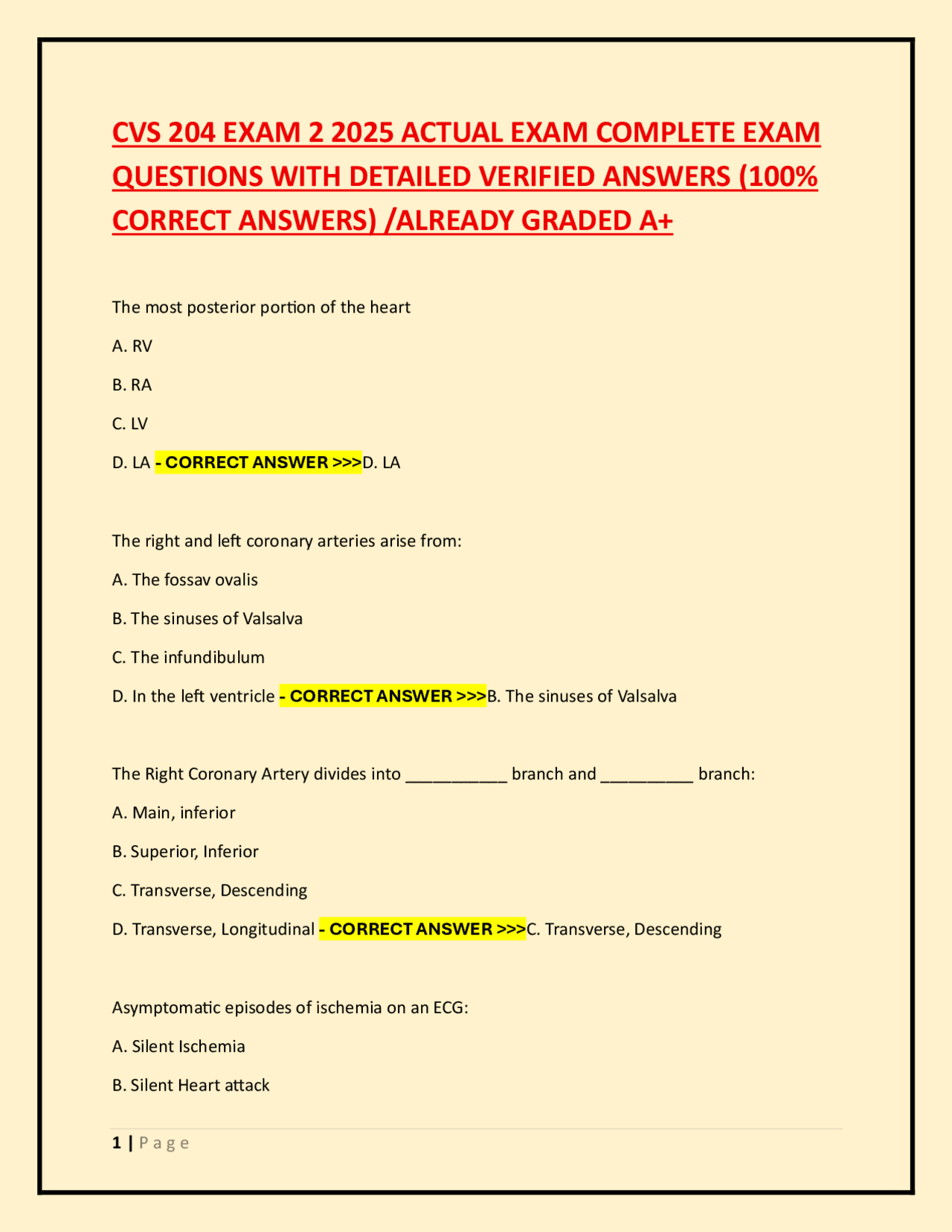 CVS 204 EXAM 2 2025 ACTUAL EXAM COMPLETE EXAM QUESTIONS WITH DETAILED ...