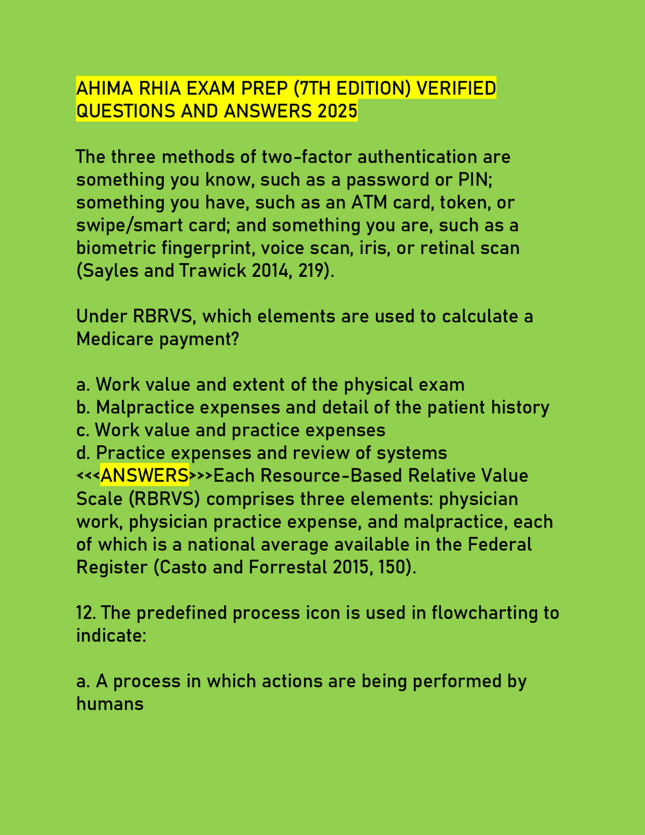 AHIMA RHIA Exam Prep: Verified Questions and Answers 2025 | Exams ...