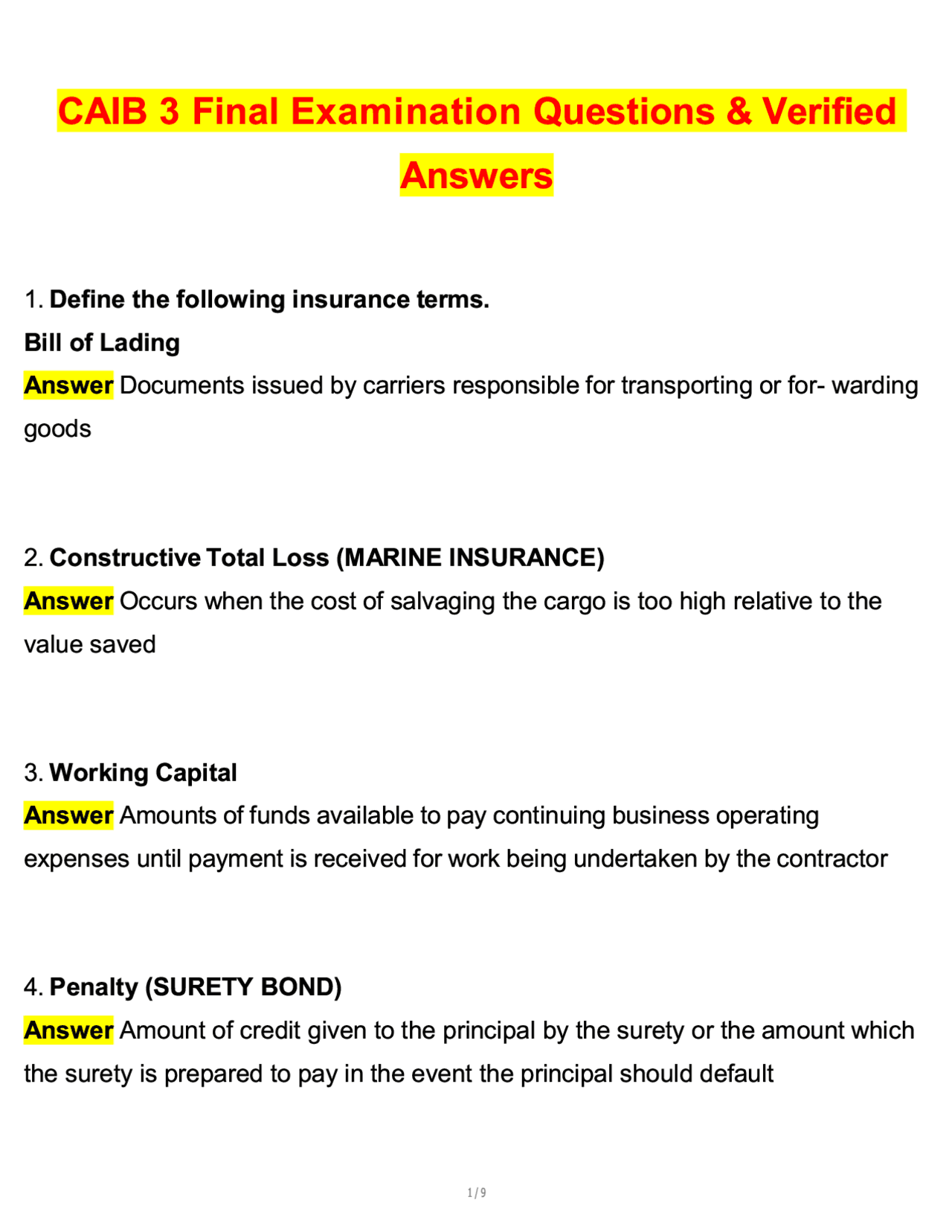 CAIB 3 FINAL EXAMINATION 2025 Actual Ques & Ans Latest 2025/2026 Update ...
