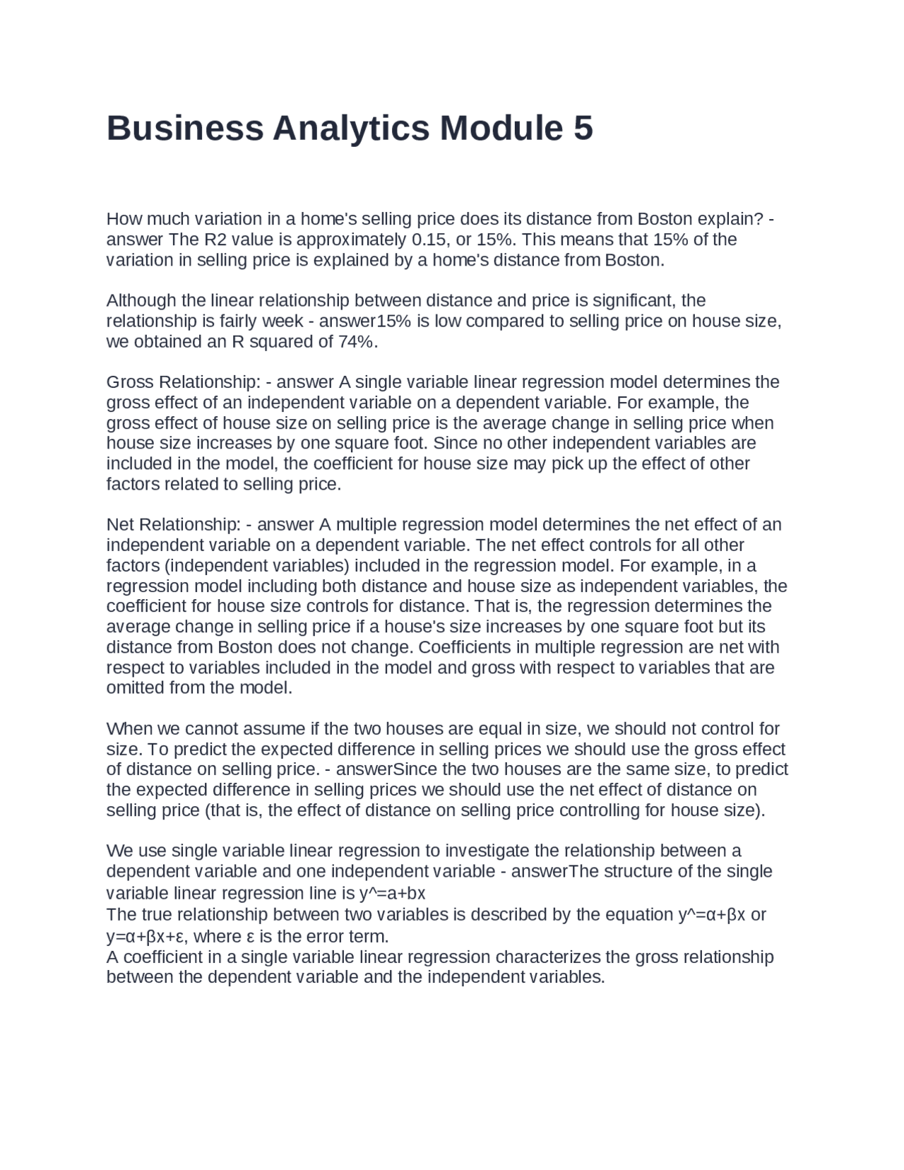 Business Analytics Module 5 Questions with Correct Answers | Exams ...