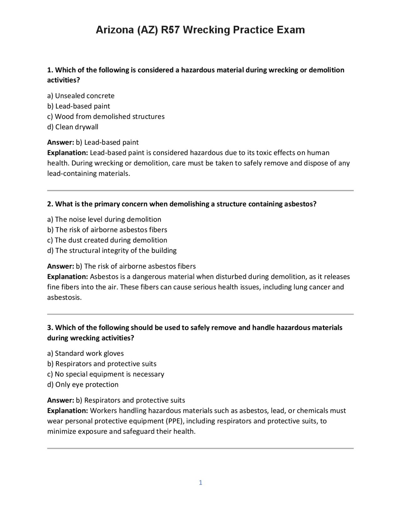 Arizona (AZ) R57 Wrecking Practice Exam (Questions & Answers) | Exams ...