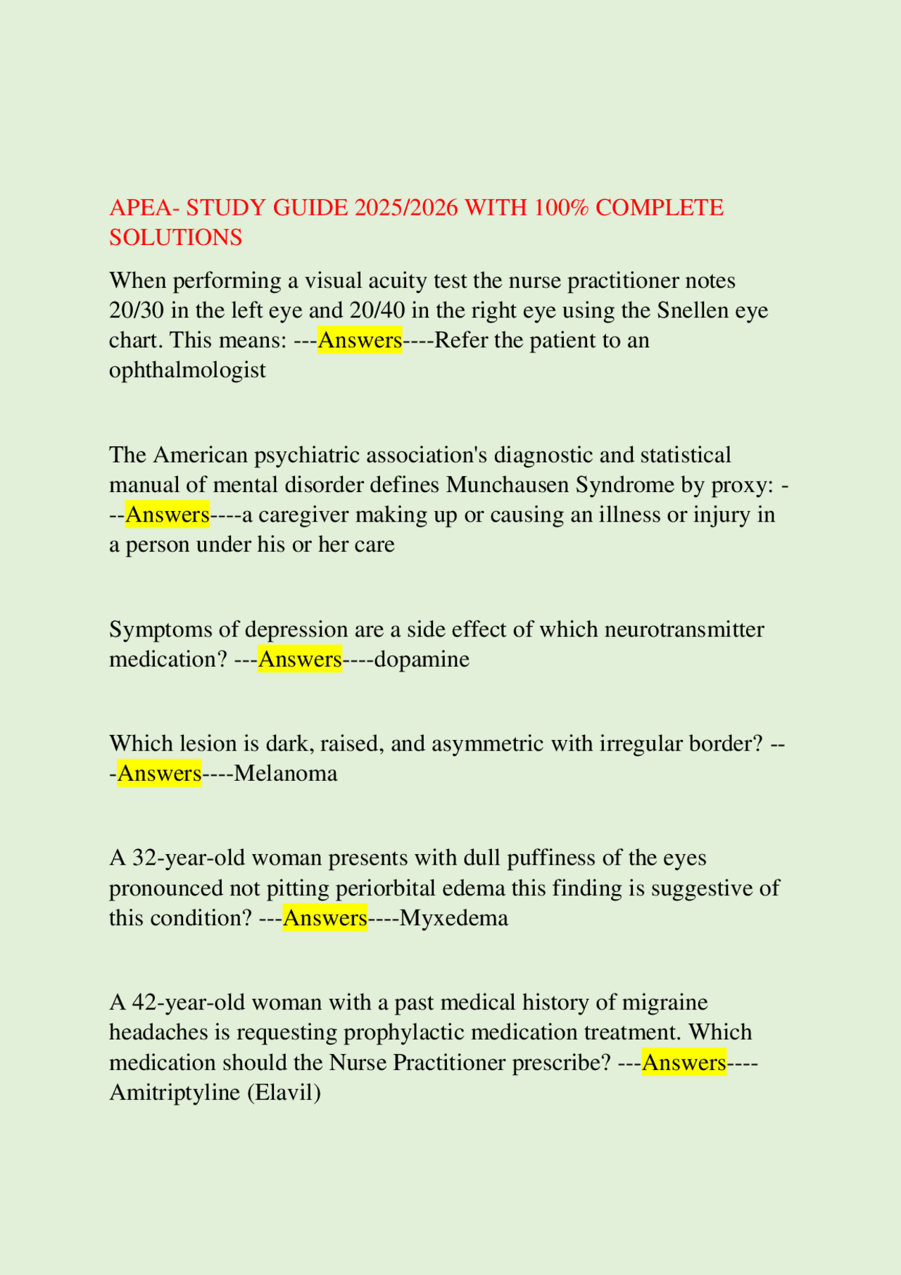 APEA- STUDY GUIDE 2025/2026 WITH 100% COMPLETE SOLUTIONS | Exams ...