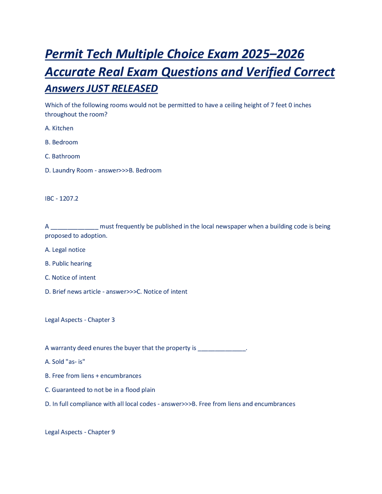 Permit Tech ICC Certification Multiple Choice Exam – 2025–2026 ...