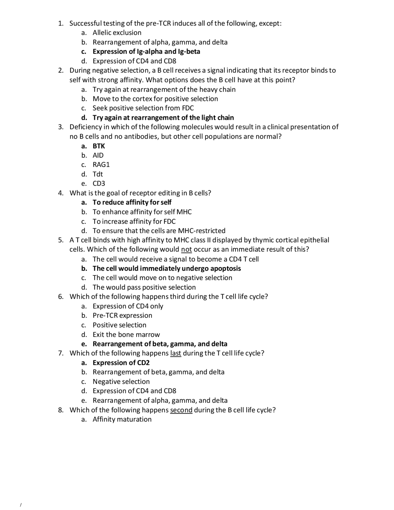 Immunology Exam 1 Multiple Choice Questions With Complete Solutions | Exams Nursing | Docsity