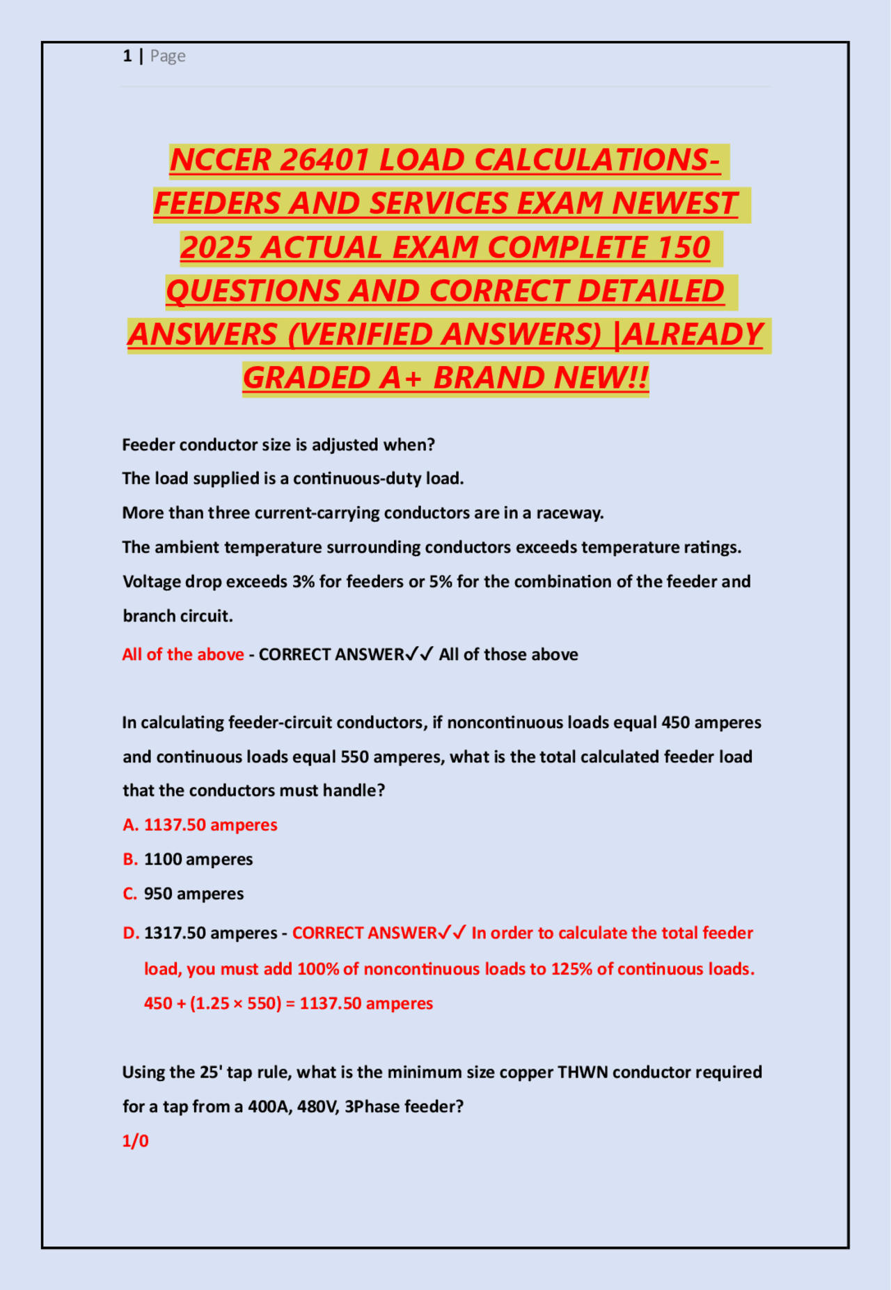 Electrical Load Calculations: Exam Q&A for NEC Compliance | Exams ...