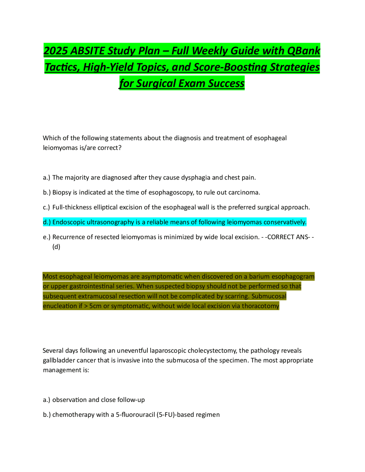 ABSITE Exam Prep: Surgical Q&A and Study Guide | Exams Nursing | Docsity