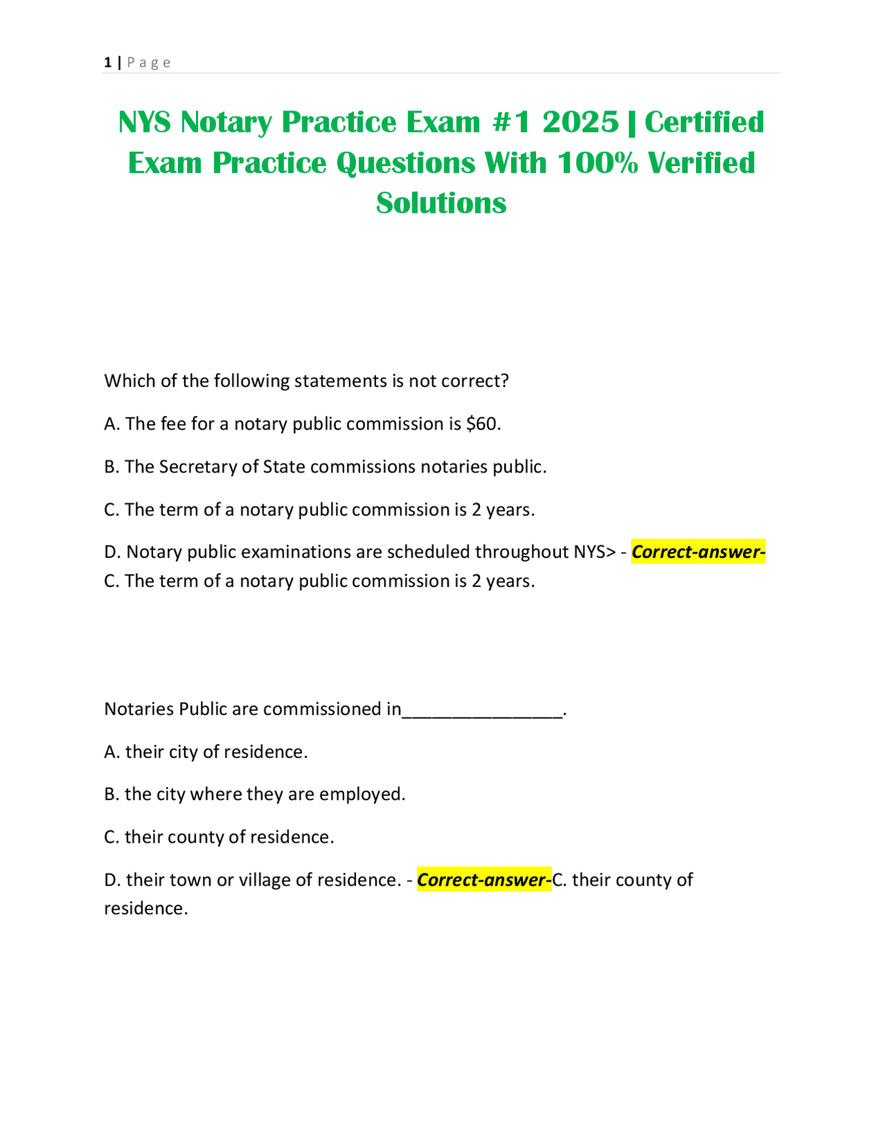 NYS Notary Public Exam Practice Questions 2025: Test Your Knowledge ...