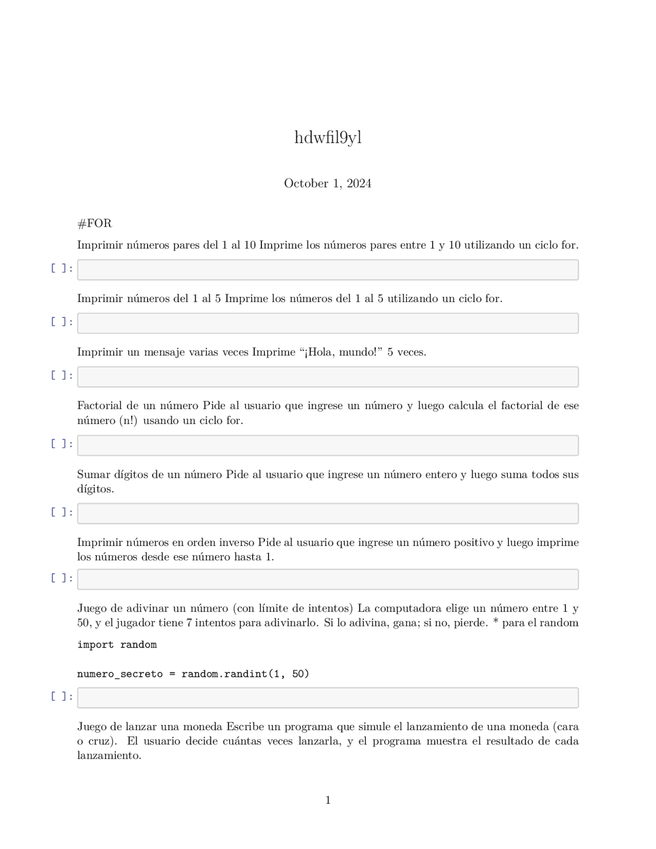 Taller de programación en phyton | Exercises Programming Languages | Docsity