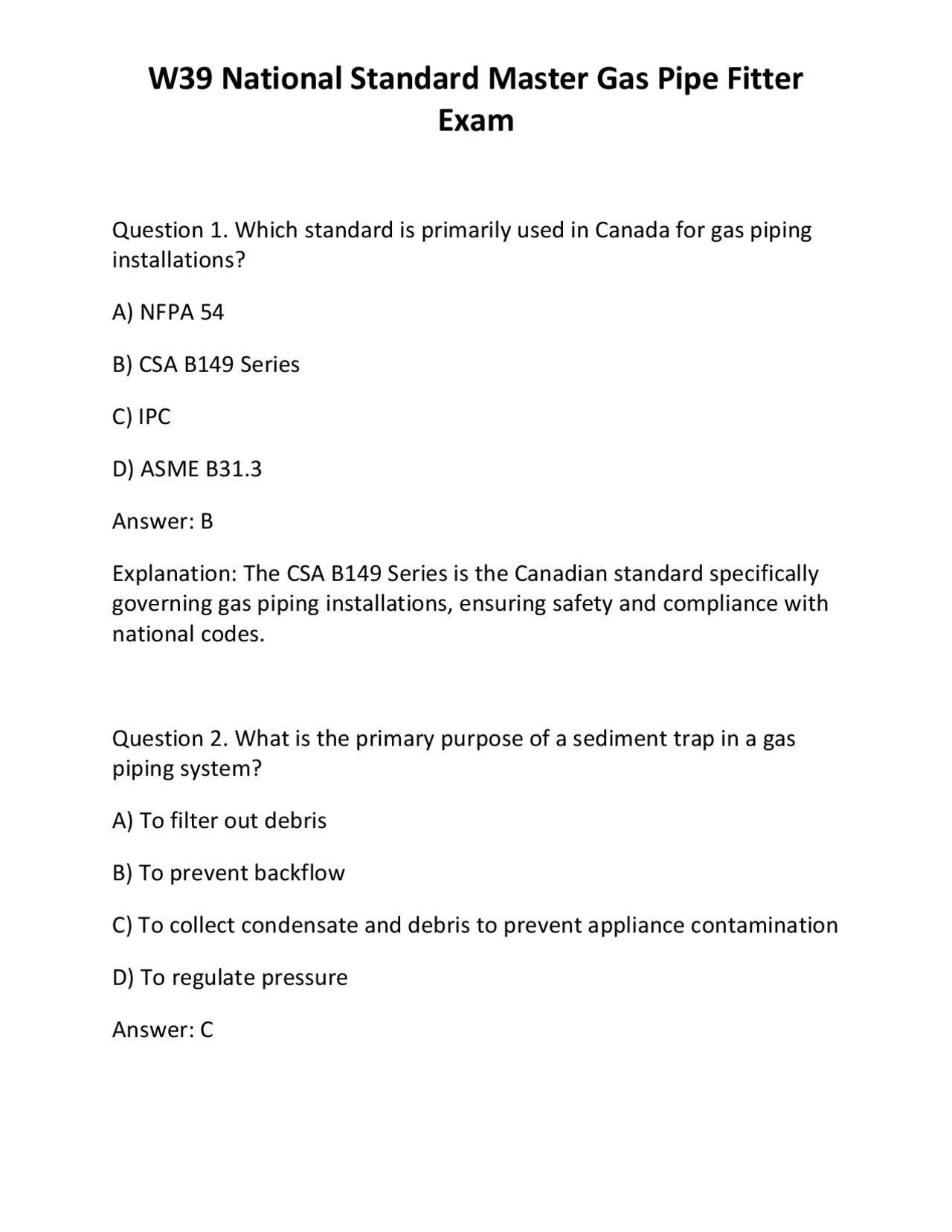 Gas Pipe Fitter Exam Questions and Answers: National Standard Practice ...