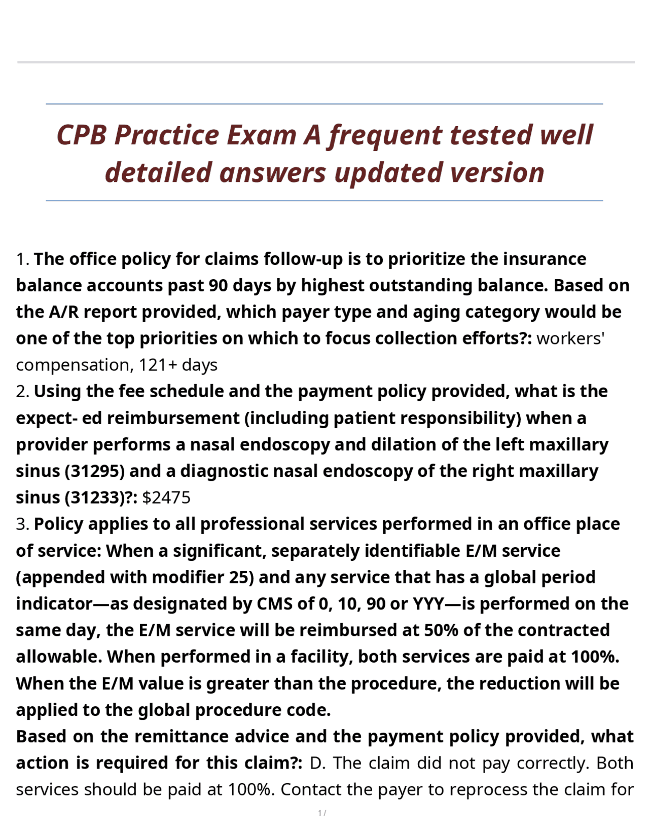 CPB Practice Exam A frequent tested well detailed answers updated ...