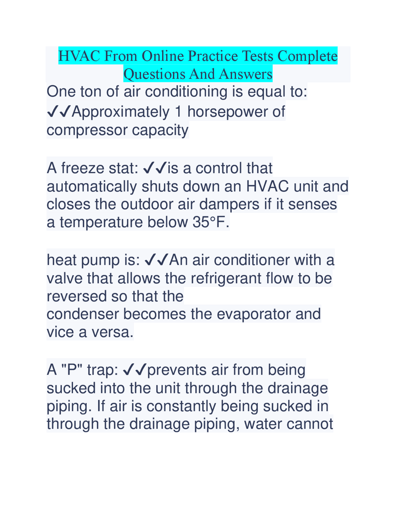 HVAC From Online Practice Tests Complete Questions And Answers. | Exams ...