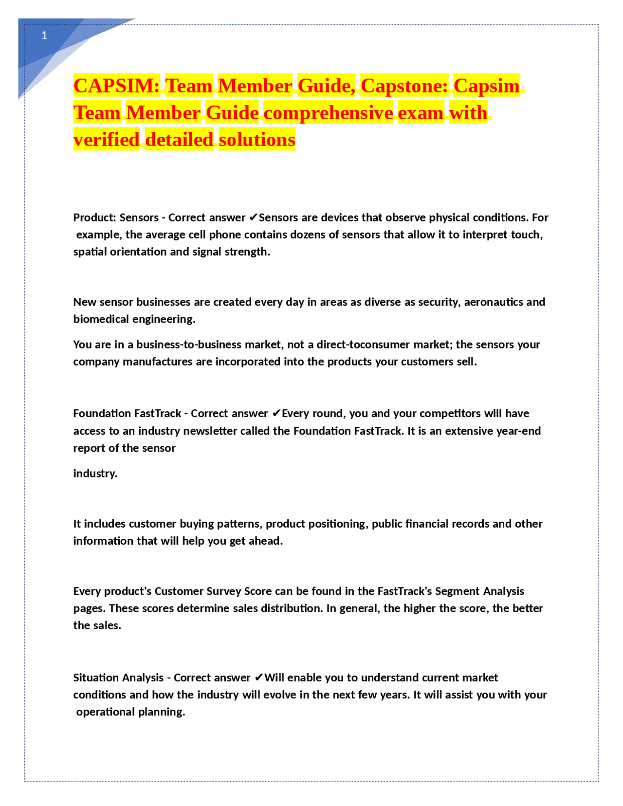 CAPSIM Team Member Guide, Capstone Capsim Team Member Guide ...