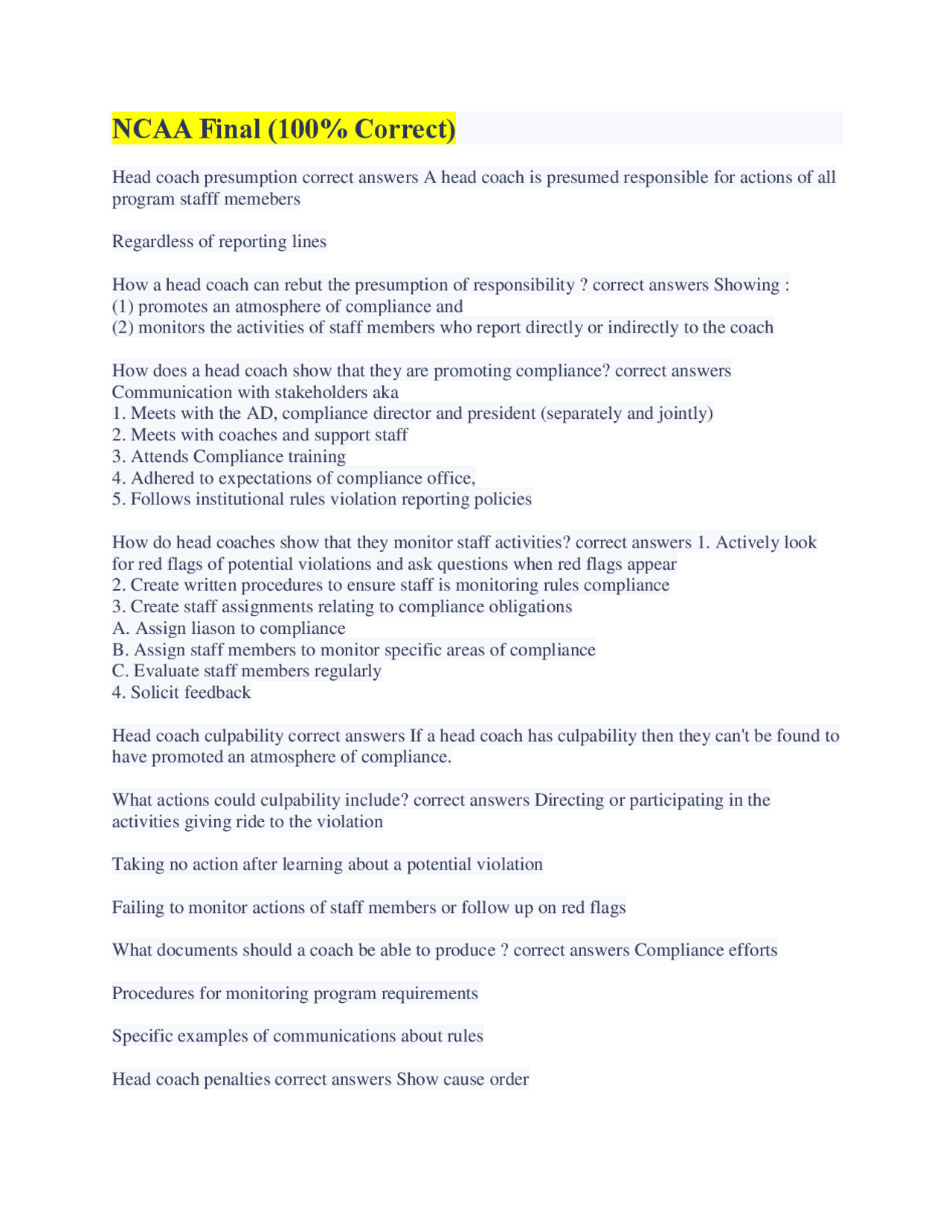 ncaa investigations 2025 COMPLETE EXAM TEST (questions and verified ...