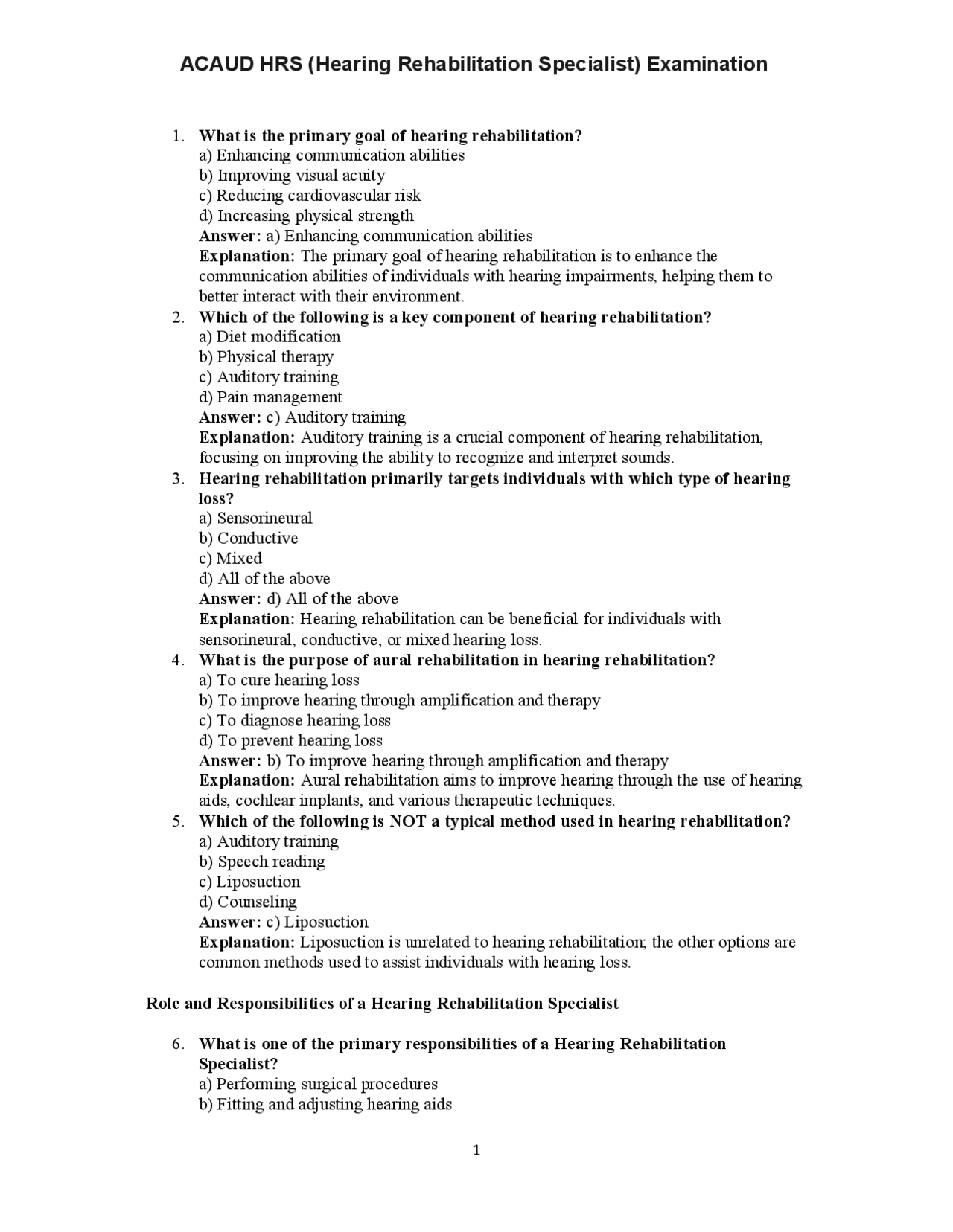 ACAUD HRS (Hearing Rehabilitation Specialist) Examination | Exams ...