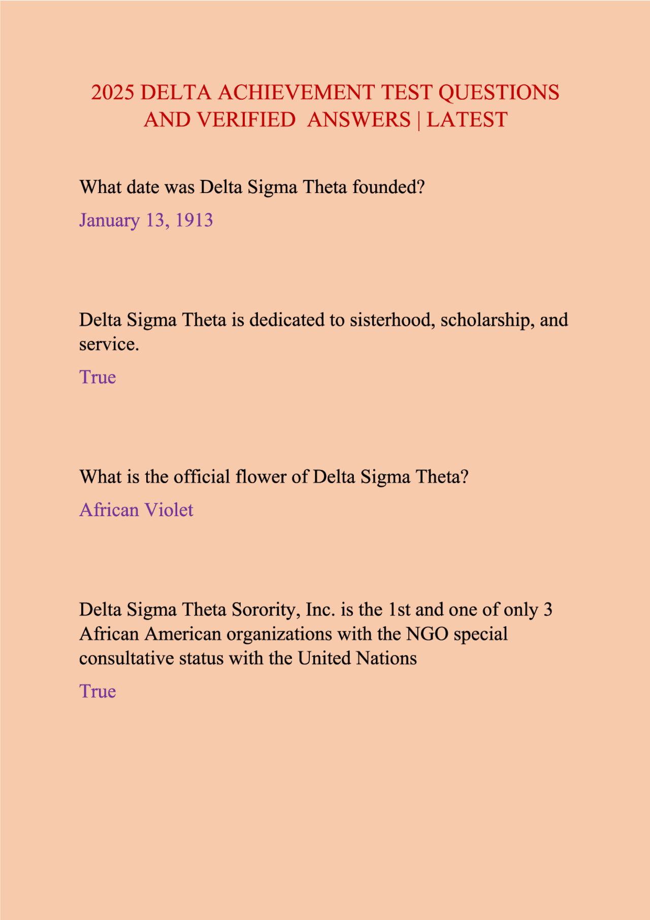 DELTA ACHIEVEMENT TEST 2025 COMPREHENSIVE EXAM QUESTIONS WITH DETAILED ...