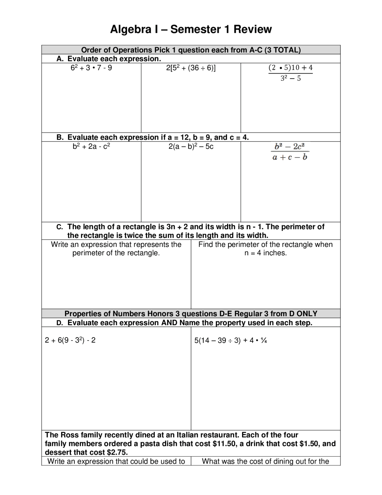 Mathematics algebra 1 | Cheat Sheet Mathematics | Docsity