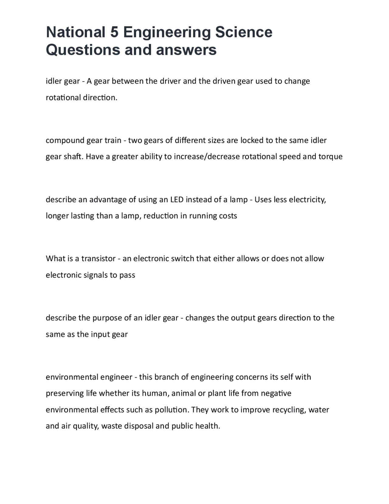 National 5 Engineering Science Questions and answers | Exams ...