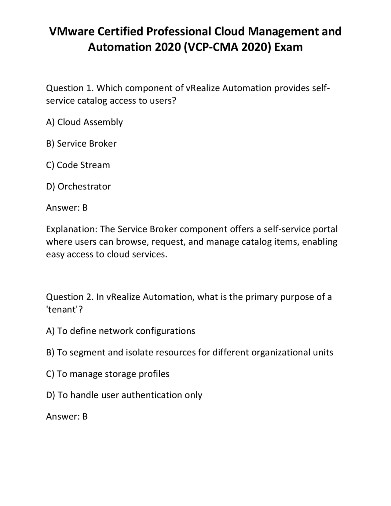 VMware Certified Professional Cloud Management and Automation 2020 (VCP ...